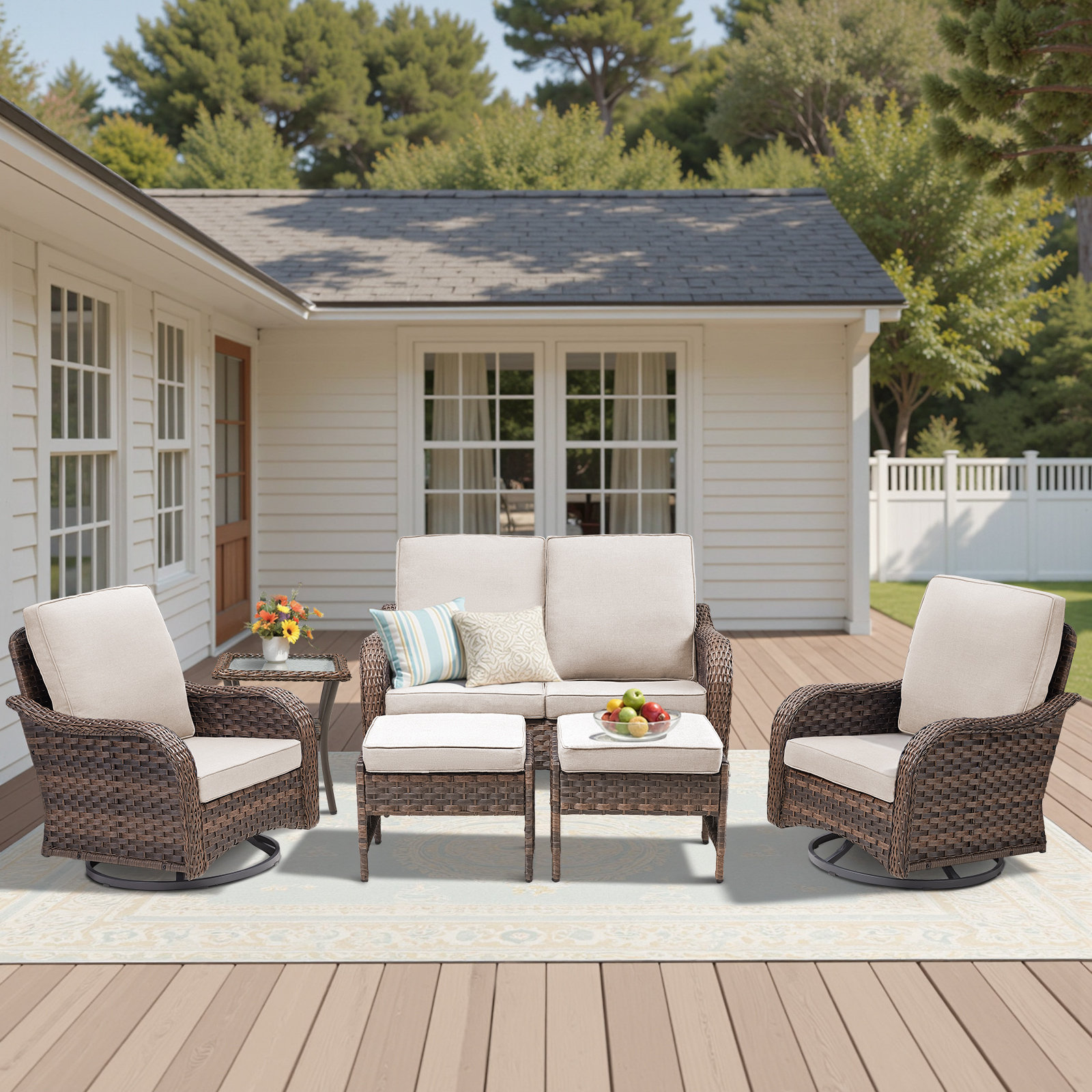 Red Barrel Studio® 6 Piece Patio Furniture Set - Rattan Outdoor ...