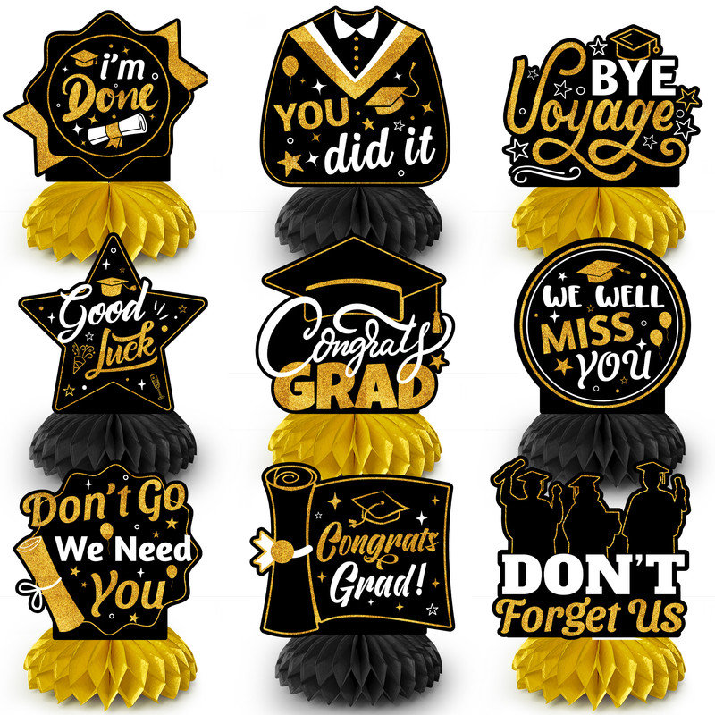 The Holiday Aisle® Graduation Honeycomb Decorations - 9pcs Graduation ...