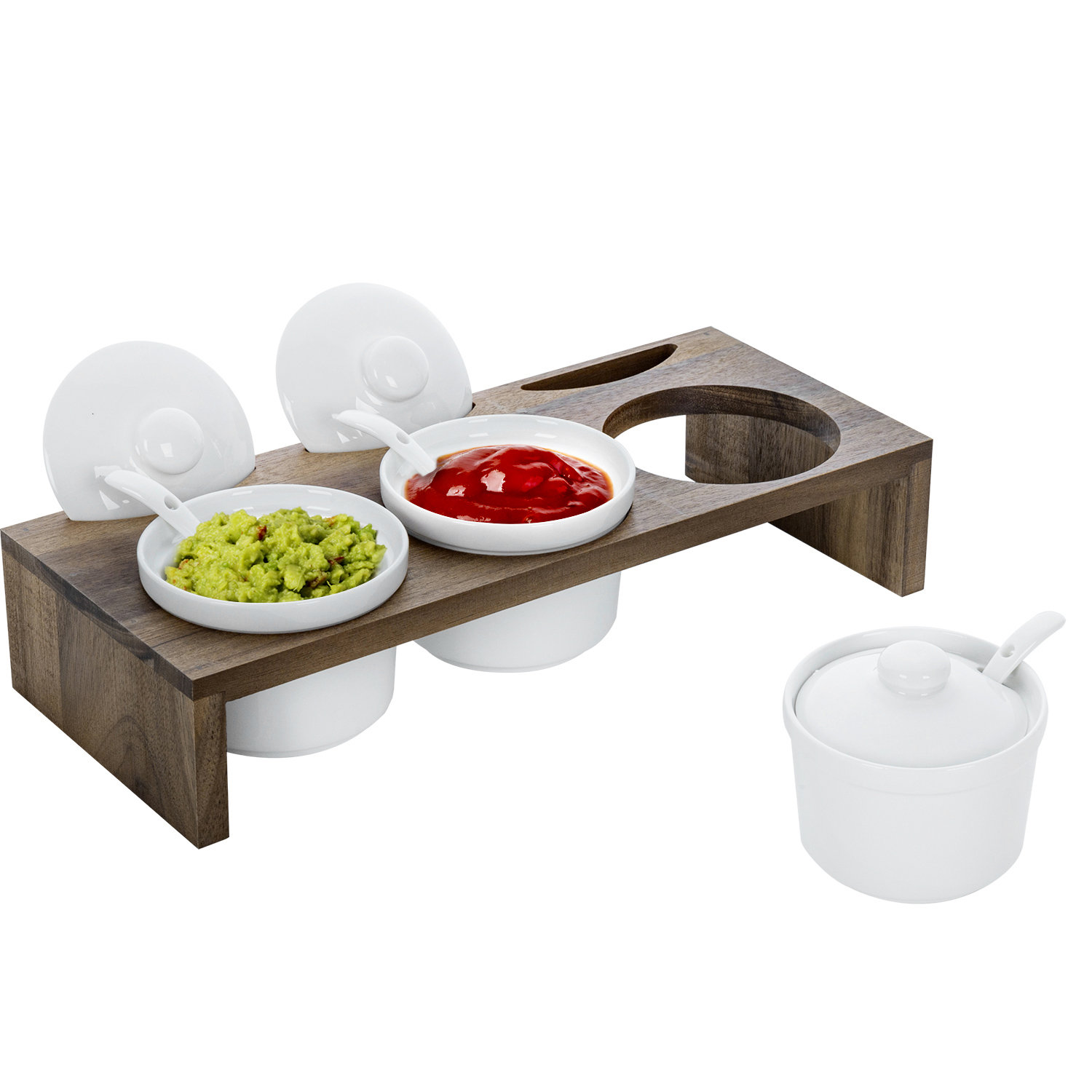 Latitude Run® Condiment Pot Serving Set With Stand, Lid And Spoon | Wayfair