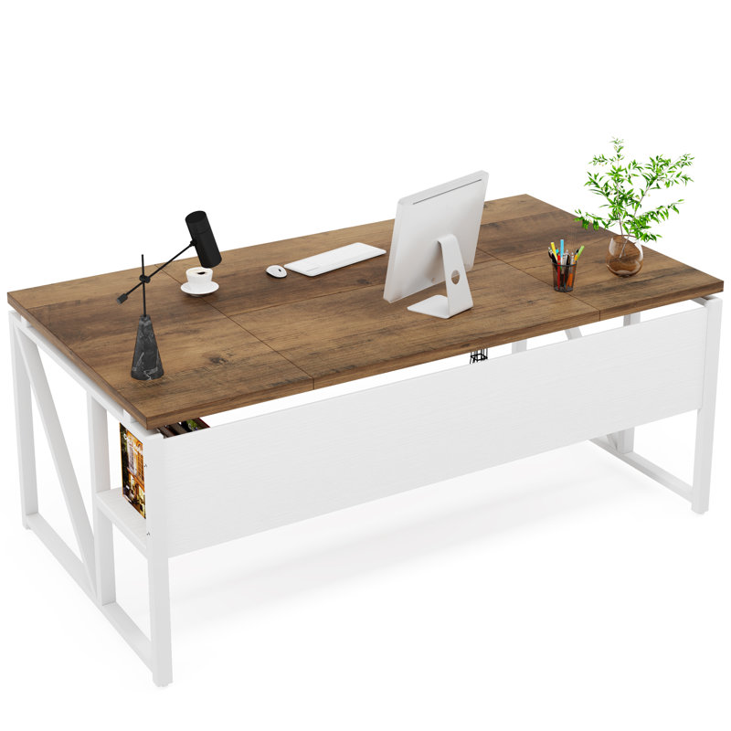 Gracie Oaks 63-Inch Moden Compute Desk With Storage Shelf ,Home Office ...