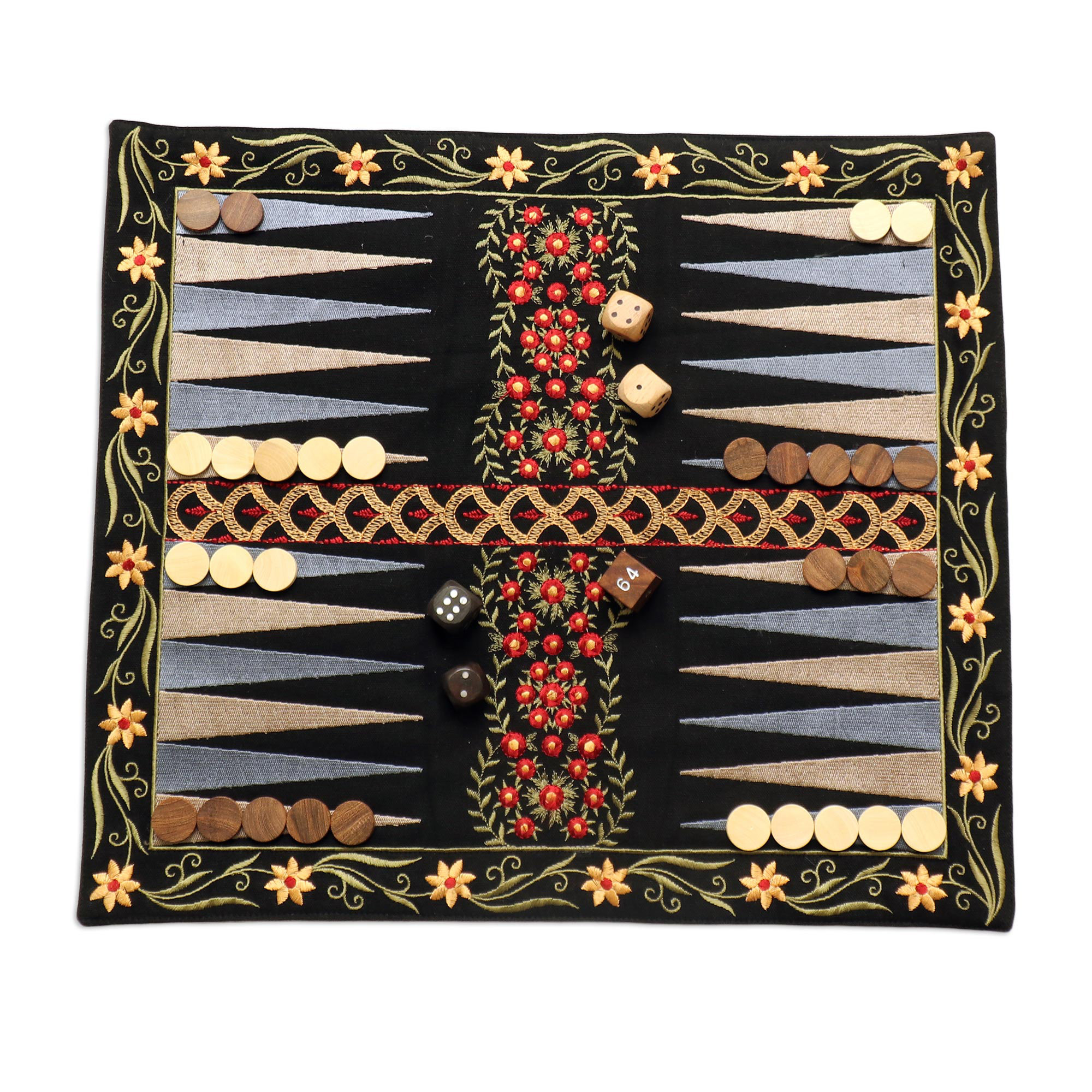 Bungalow Rose Handmade Ganga Garden In Red Cotton And Wood Backgammon ...