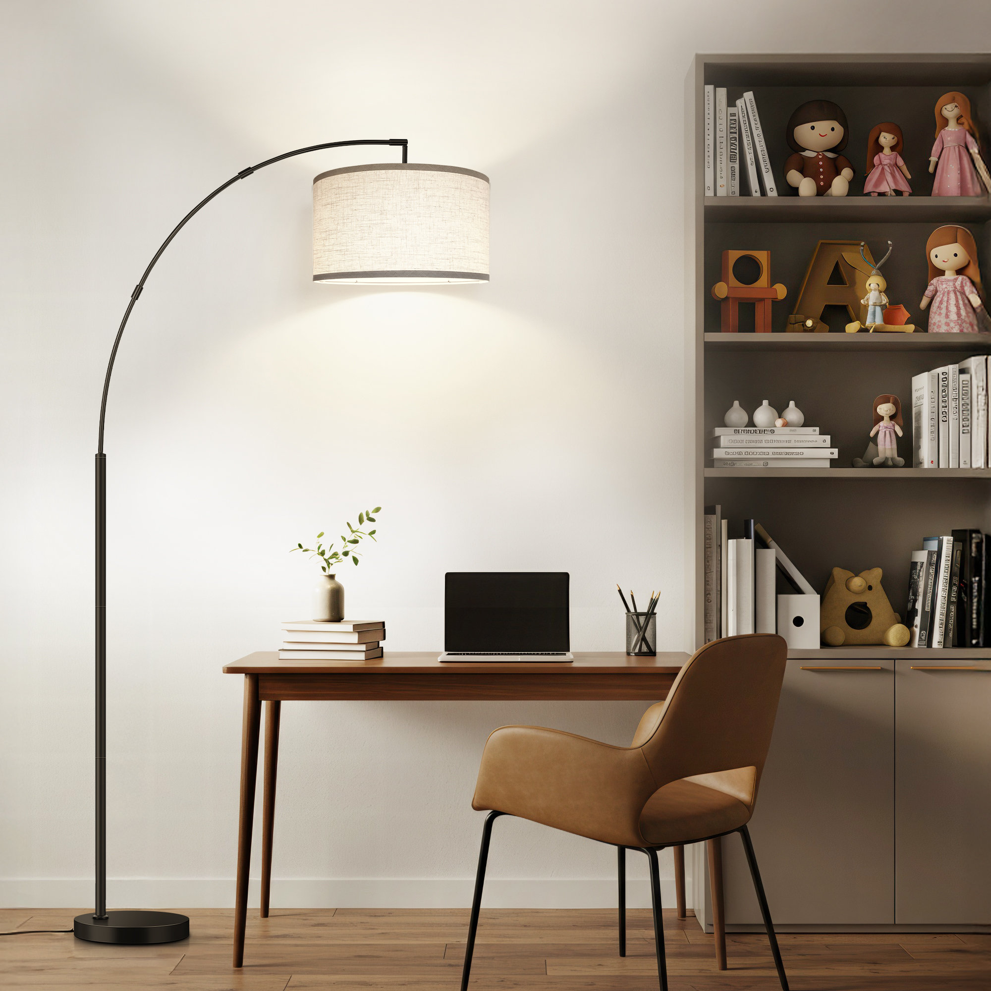 Ebern Designs Modern Arc Floor Lamp Tall Reading Light With Remote And ...