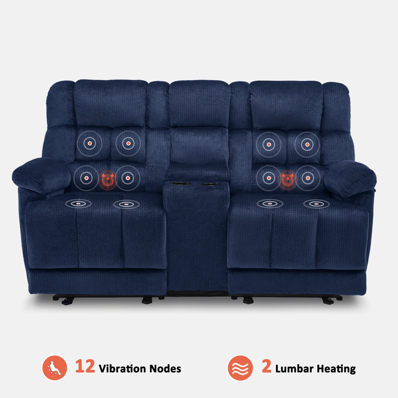 Latitude Run® Fabric Power Loveseat Recliner With Console, Electric ...
