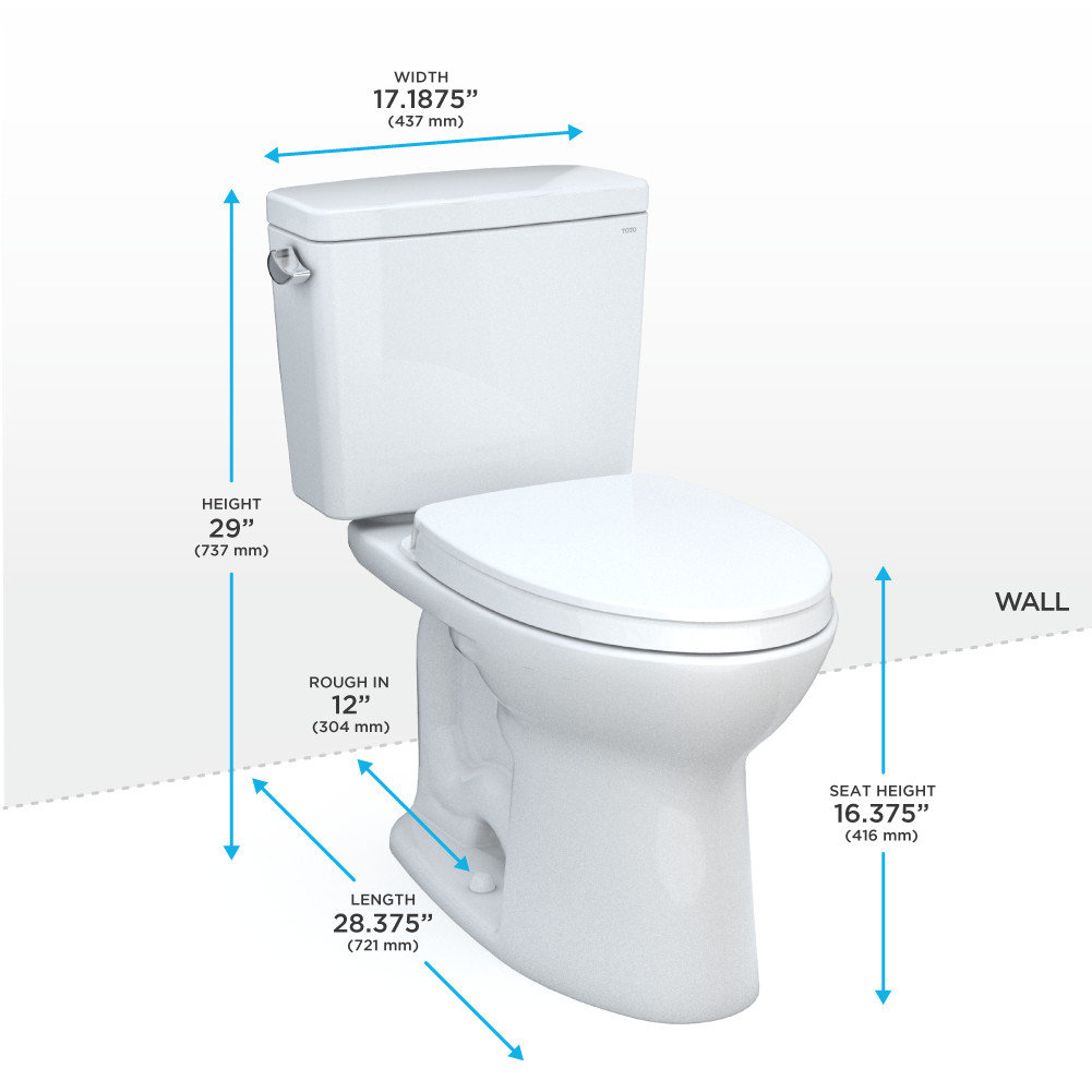 TOTO Drake® 1.6 GPF Elongated Two-Piece Toilet with Tornado Flush (Seat ...