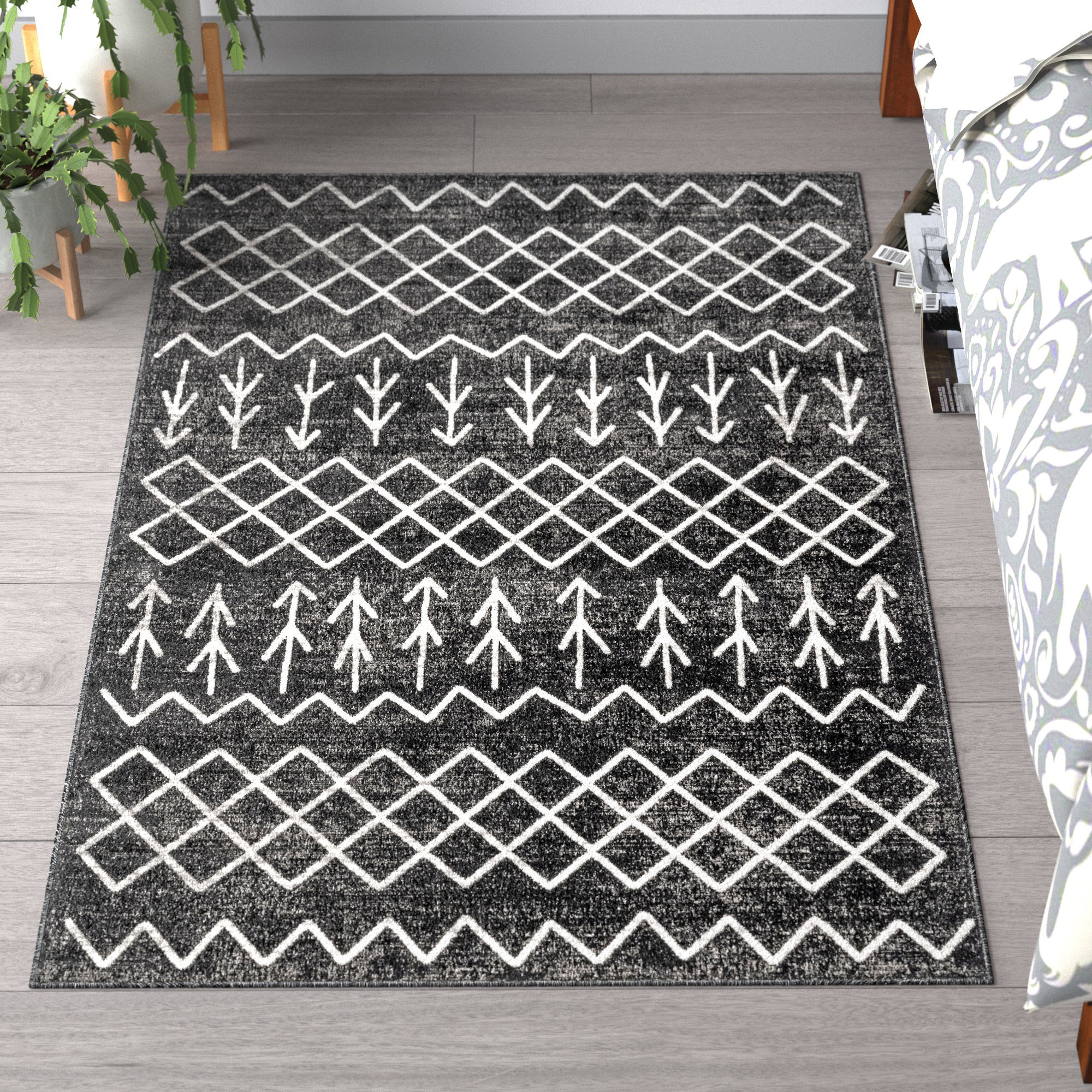 Mistana™ Anoka Trellis Machine Washable Area Rug for Living Room ...