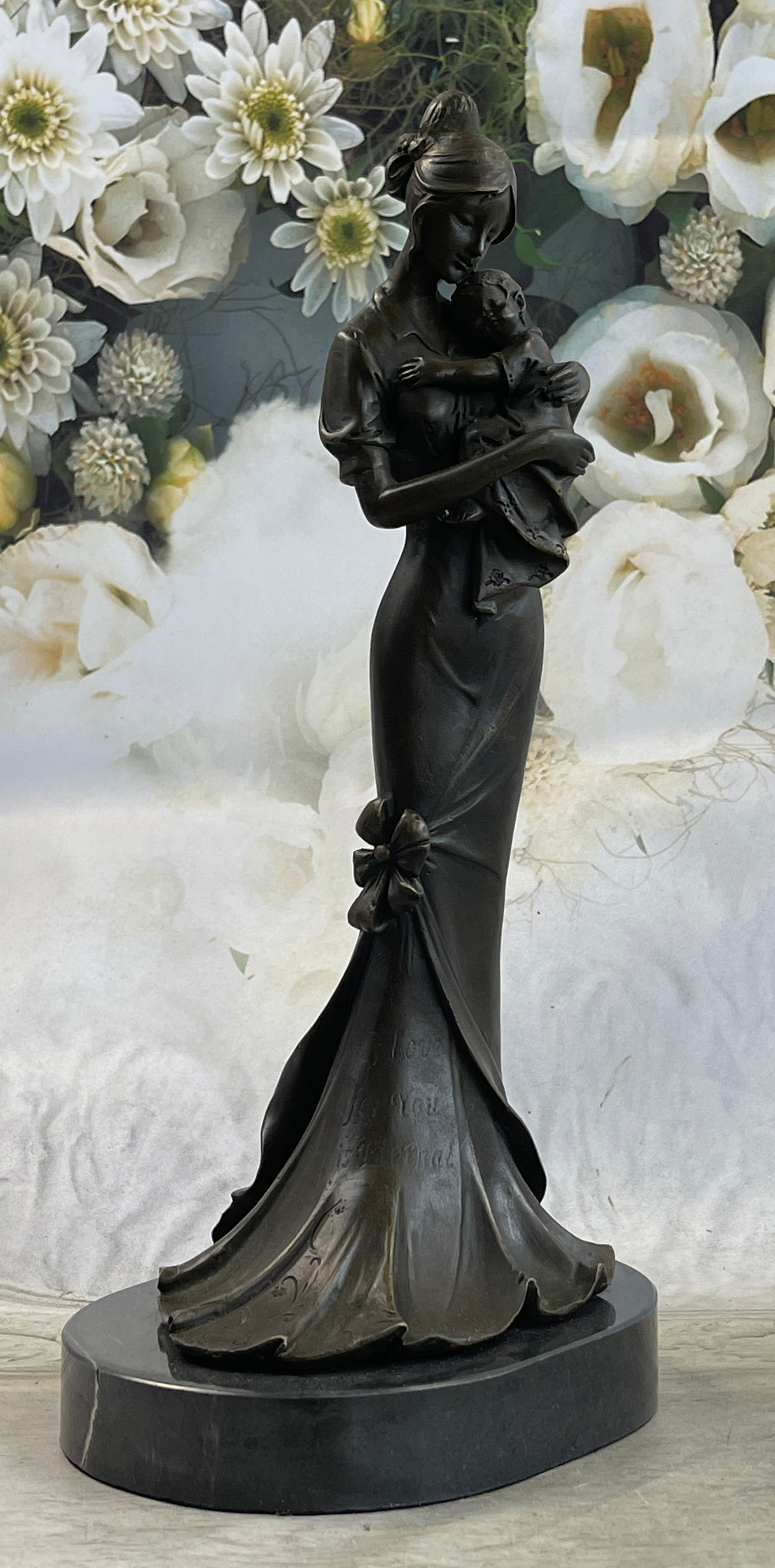 Red Barrel Studio® Woodbridge Mother Holding Baby Child Bronze Statue ...