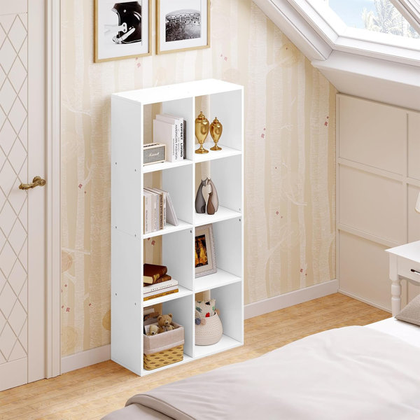 17 Stories Bookcase with 4 levels, shelf with 8 compartments for living ...