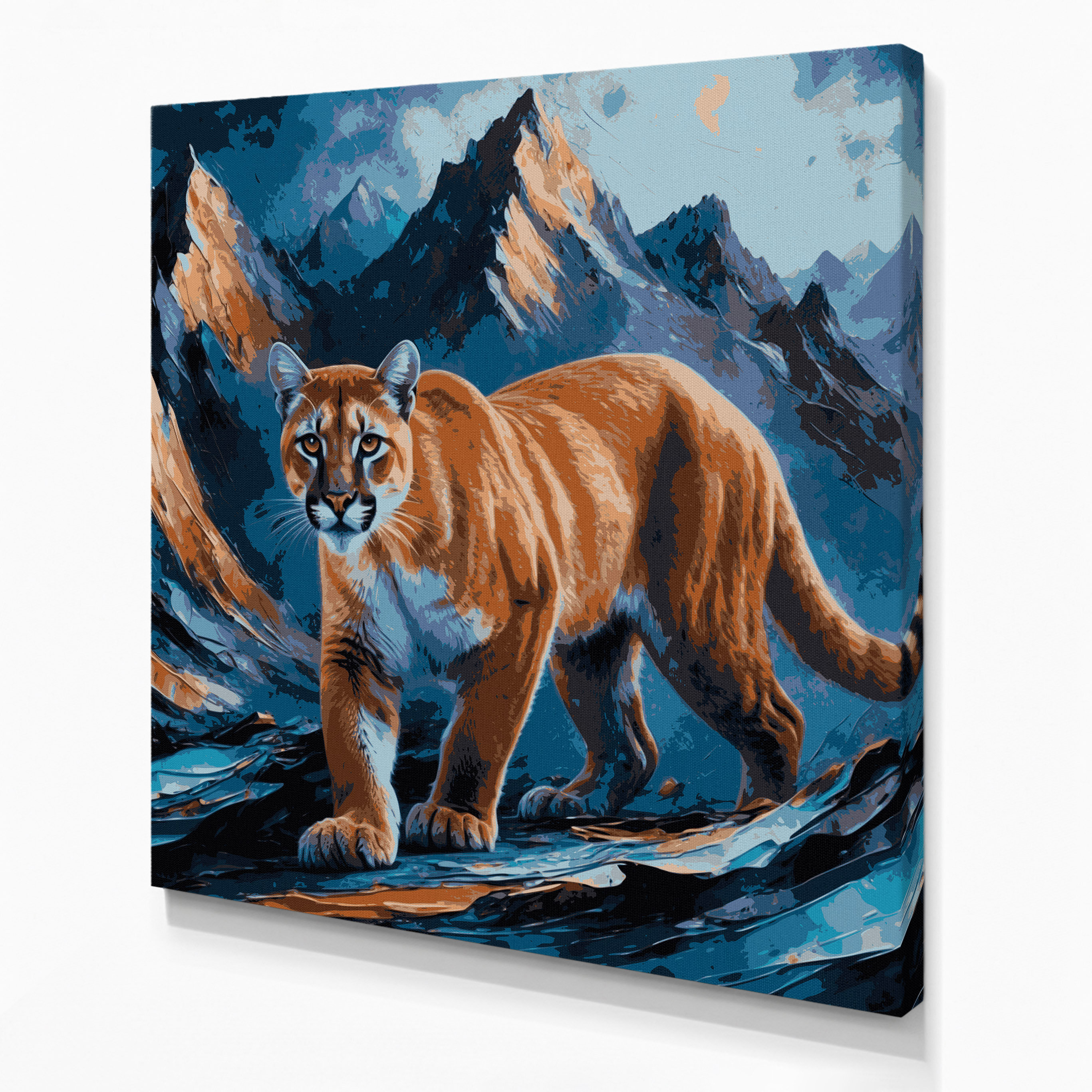 Latitude Run® Big Cats Rocky Mountain Cougar Gray Canvas Wall Art | Wayfair