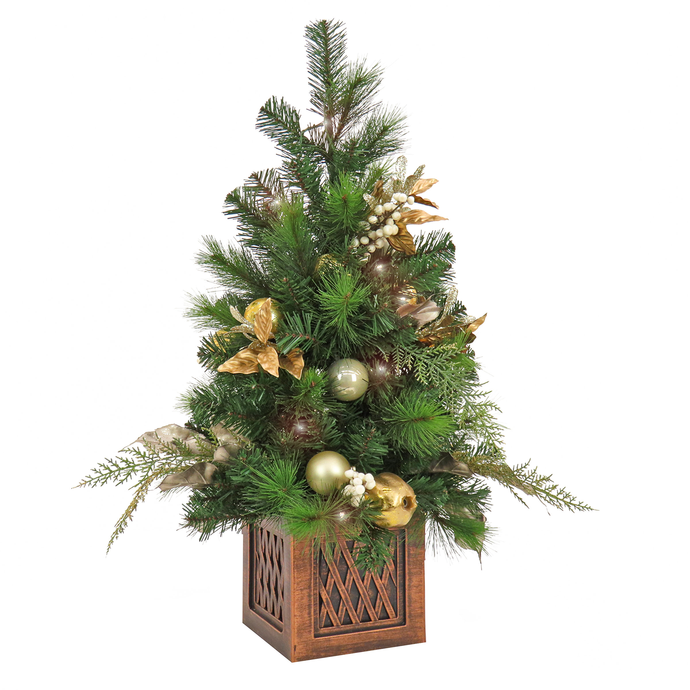 The Holiday Aisle® 3' Yuletide Glam Decorated Table Top Tree in Pot, 35 ...