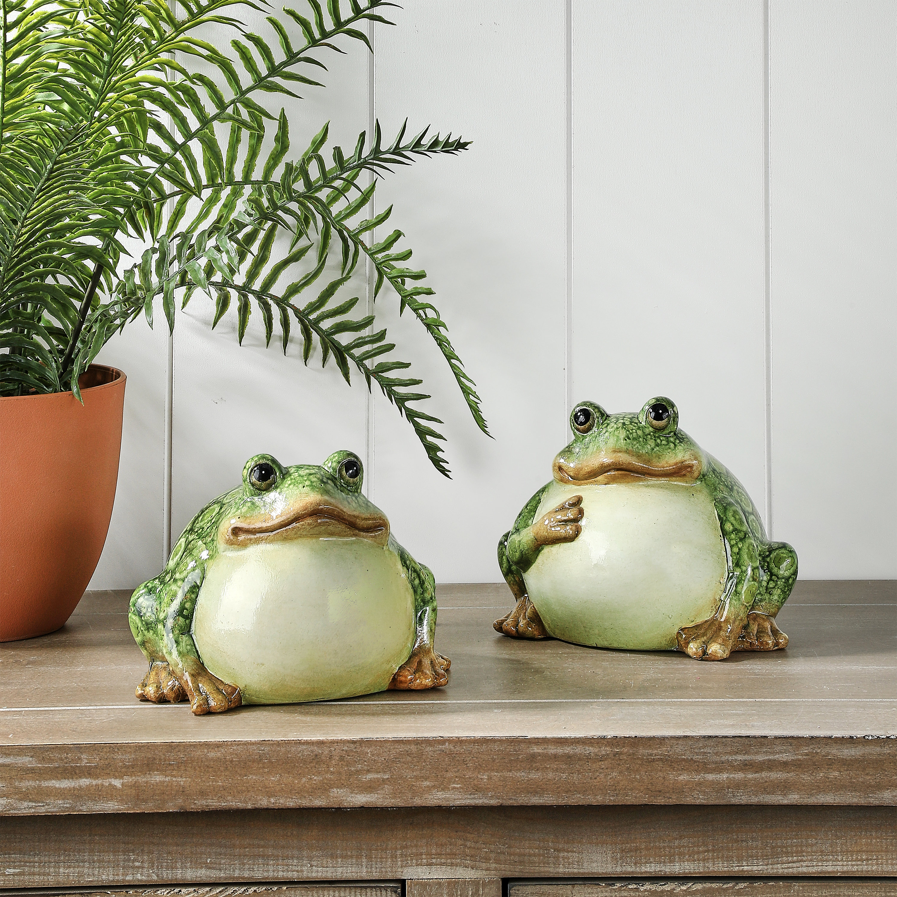 The Holiday Aisle® 6.5" Terracotta Sitting Bull Frog Set of 2 | Wayfair