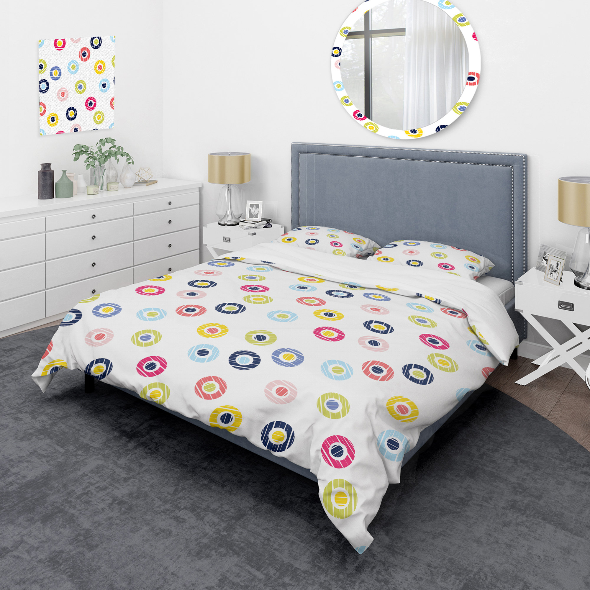 Design Art Multicolor Circle Dots - Abstract Duvet Cover Set ...