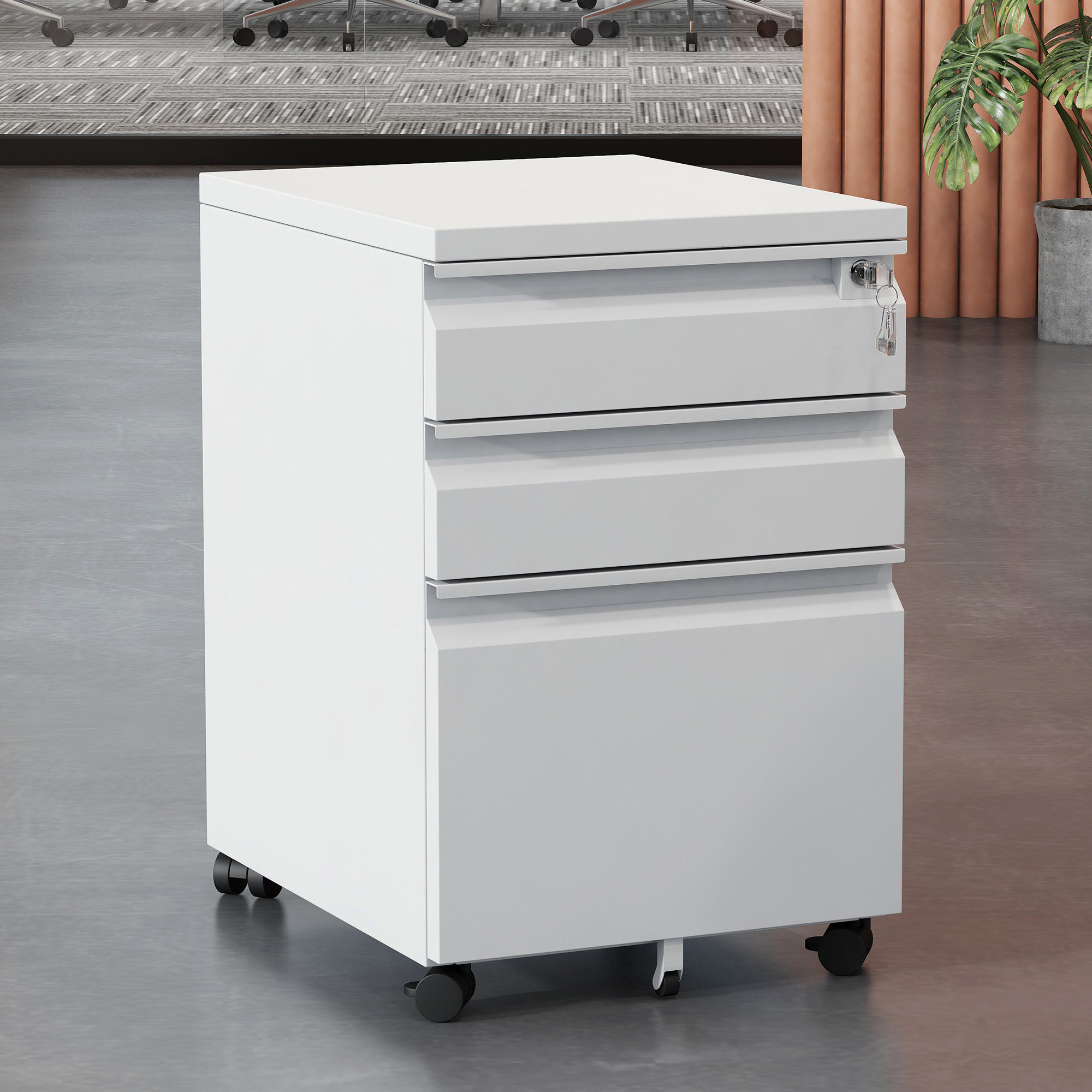 2 Drawer Filing Cabinet White 2-Drawer Mobile File Cabinet With Lock ...