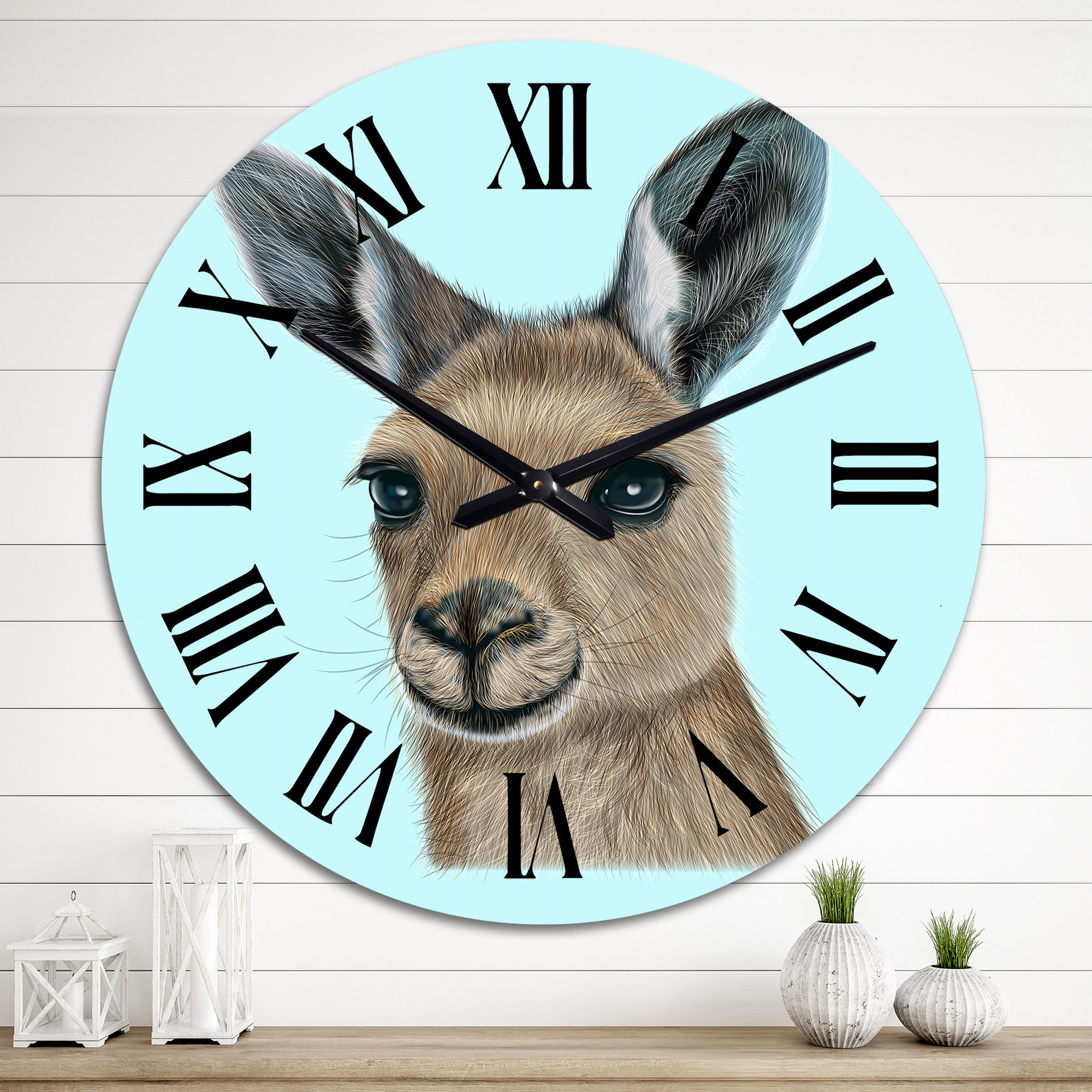 East Urban Home Portrait Of Kangaroo Ii - Traditional Wall Clock | Wayfair