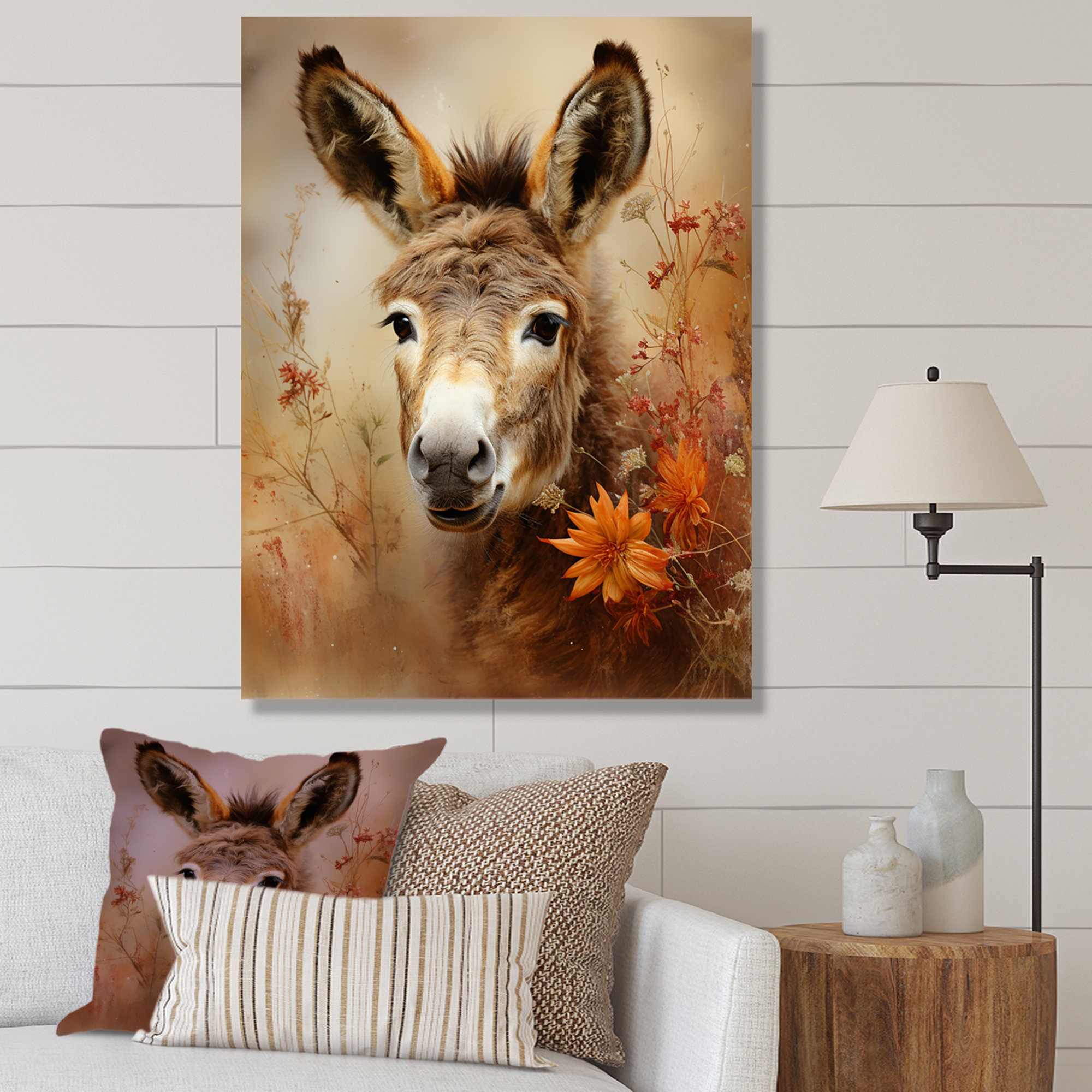 August Grove® Farmhouse Donkey Portrait In Autumn - Donkey Wall Art ...