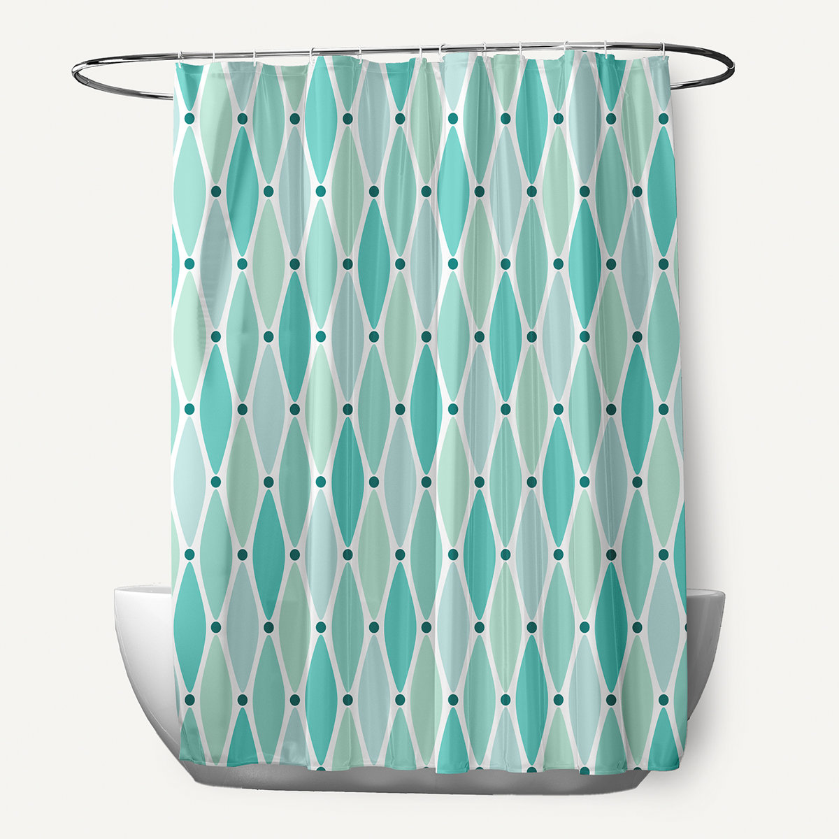 Highland Dunes Wavy Geometric Print Single Shower Curtain with 12 ...