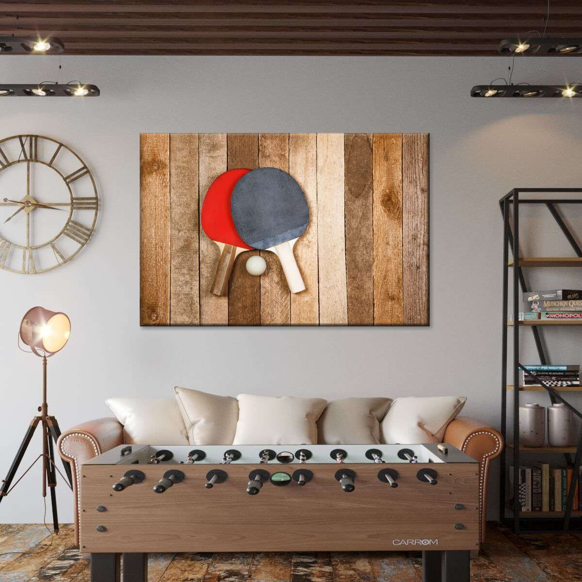 Ebern Designs Wooden Ping Pong Canvas Print On Canvas Print | Wayfair