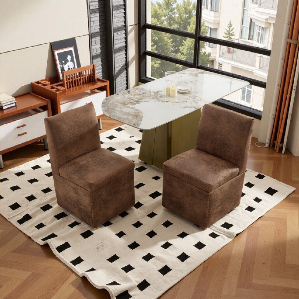 Latitude Run® Set of 2 Swivel Storage Dining Chairs - 360° Mobility ...