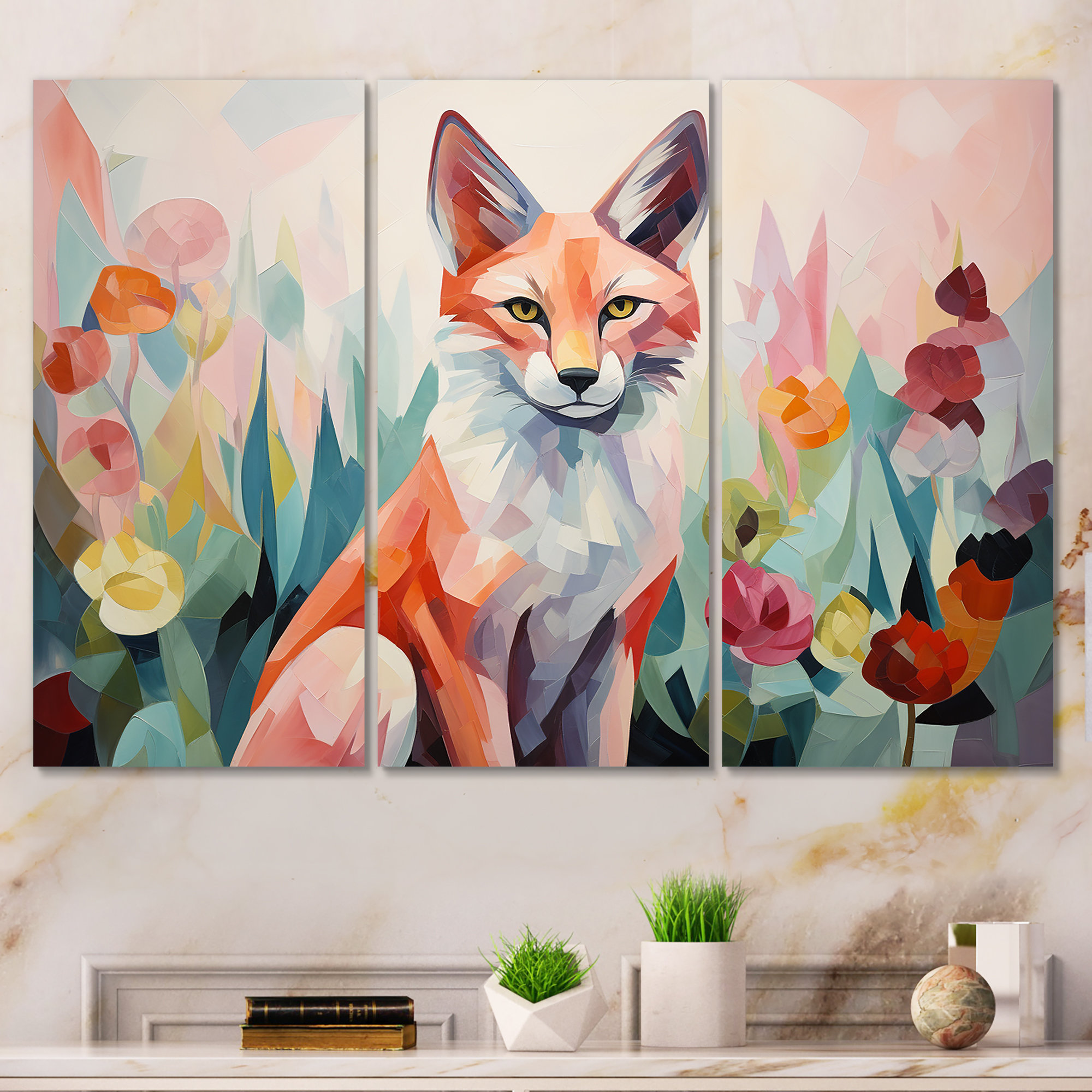 Millwood Pines Orange And Pink Fox In Mattie Style I - Fox Animal Wall ...
