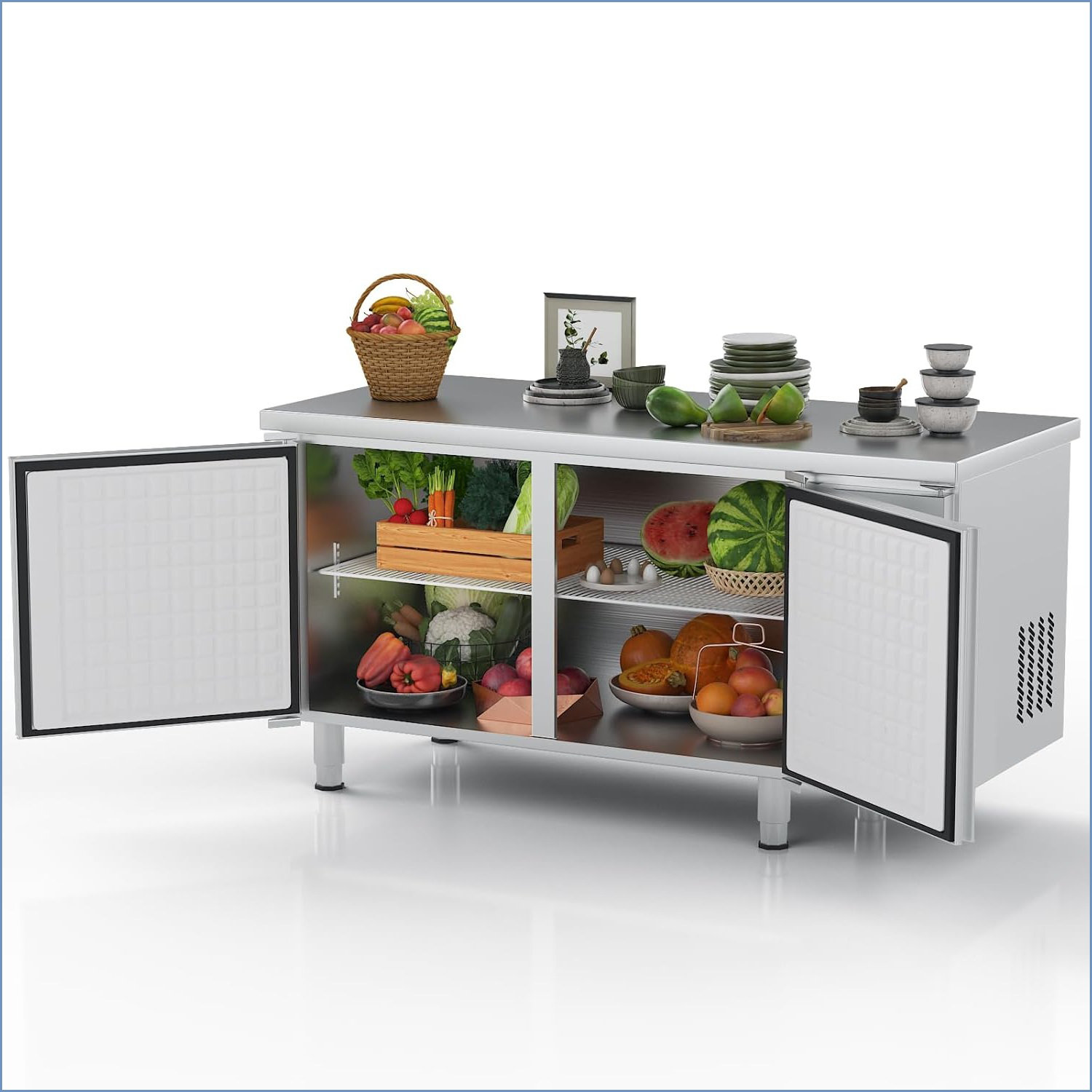 babevy 71" W Commercial Refrigerator Worktop Undercounter Refrigerator ...