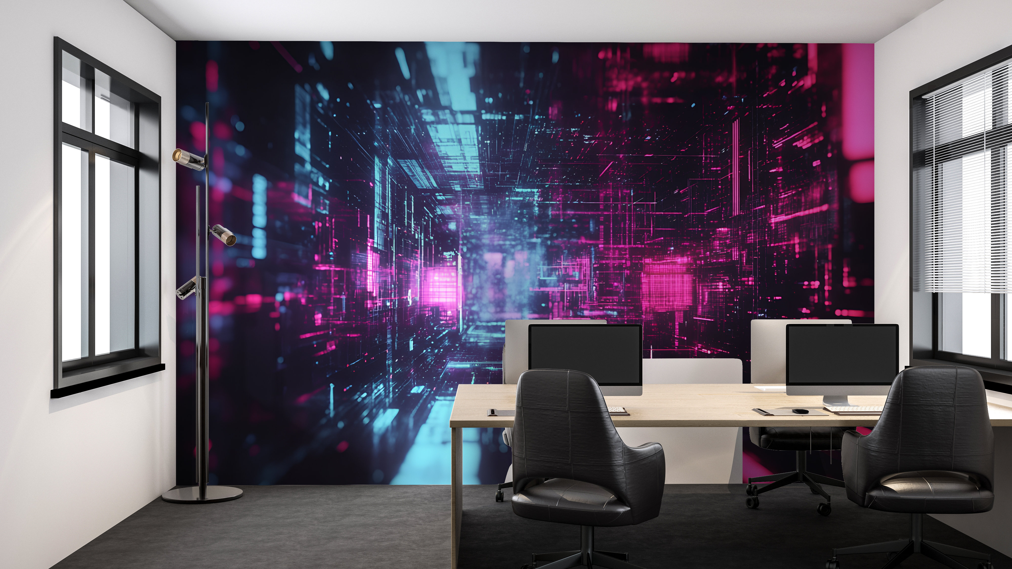 Winston Porter Digital Neon Tunnel Wallpaper – Immersive Pink And Blue ...