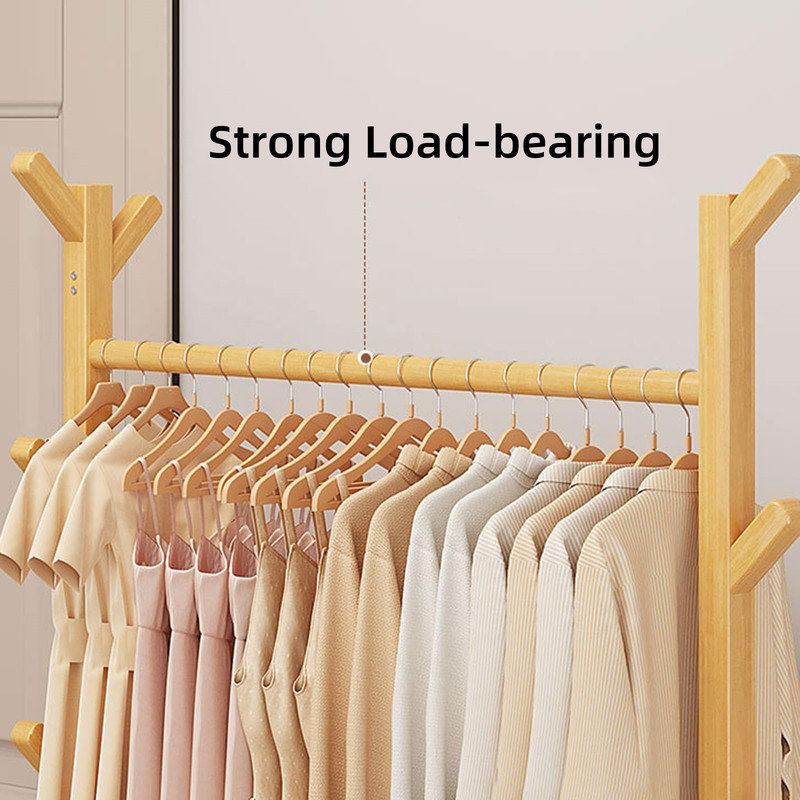 Millwood Pines Bamboo Mobile Clothing and Trousers Rack with Wheels and ...