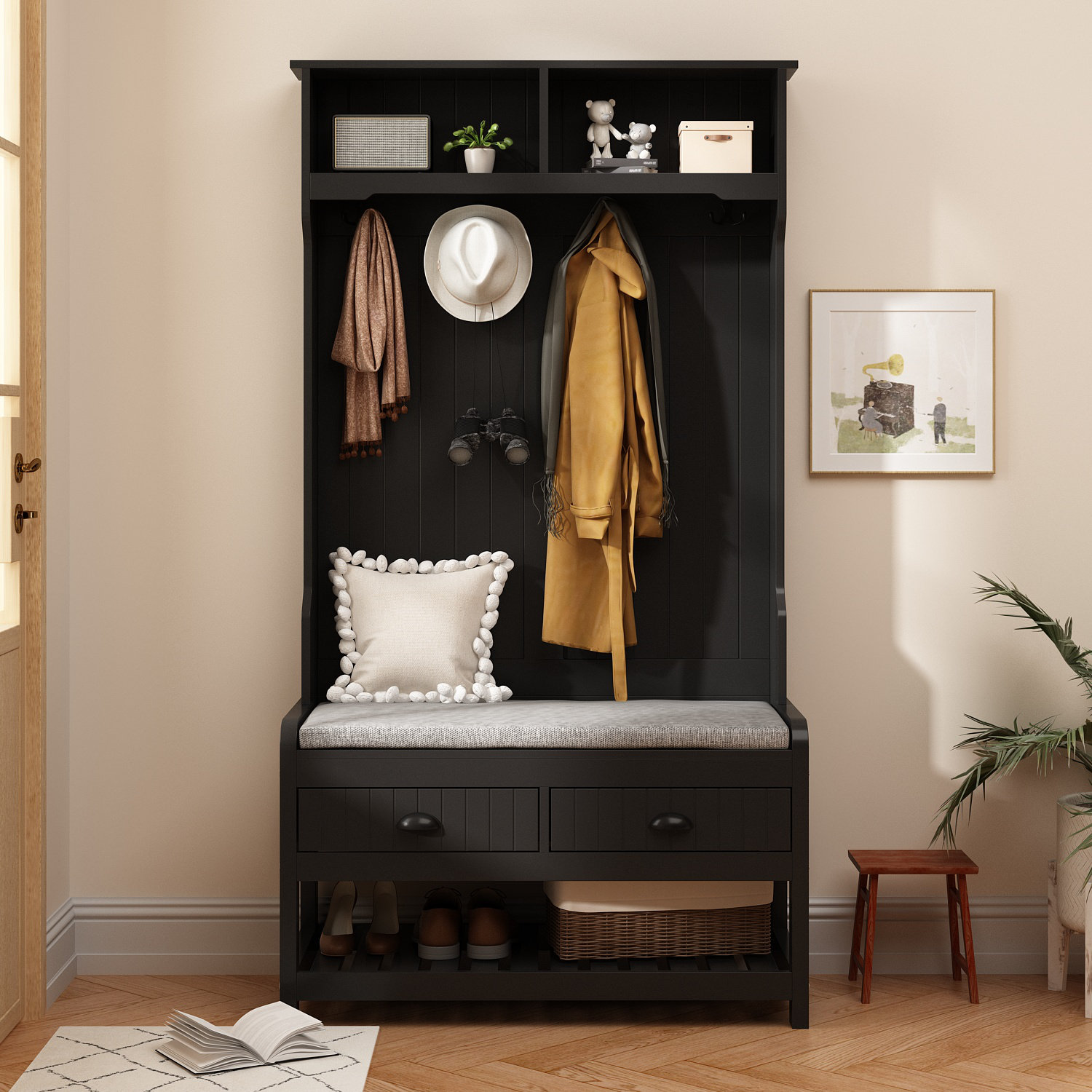 Red Barrel Studio Hall Tree with Bench and Stoe Storage & Reviews ...