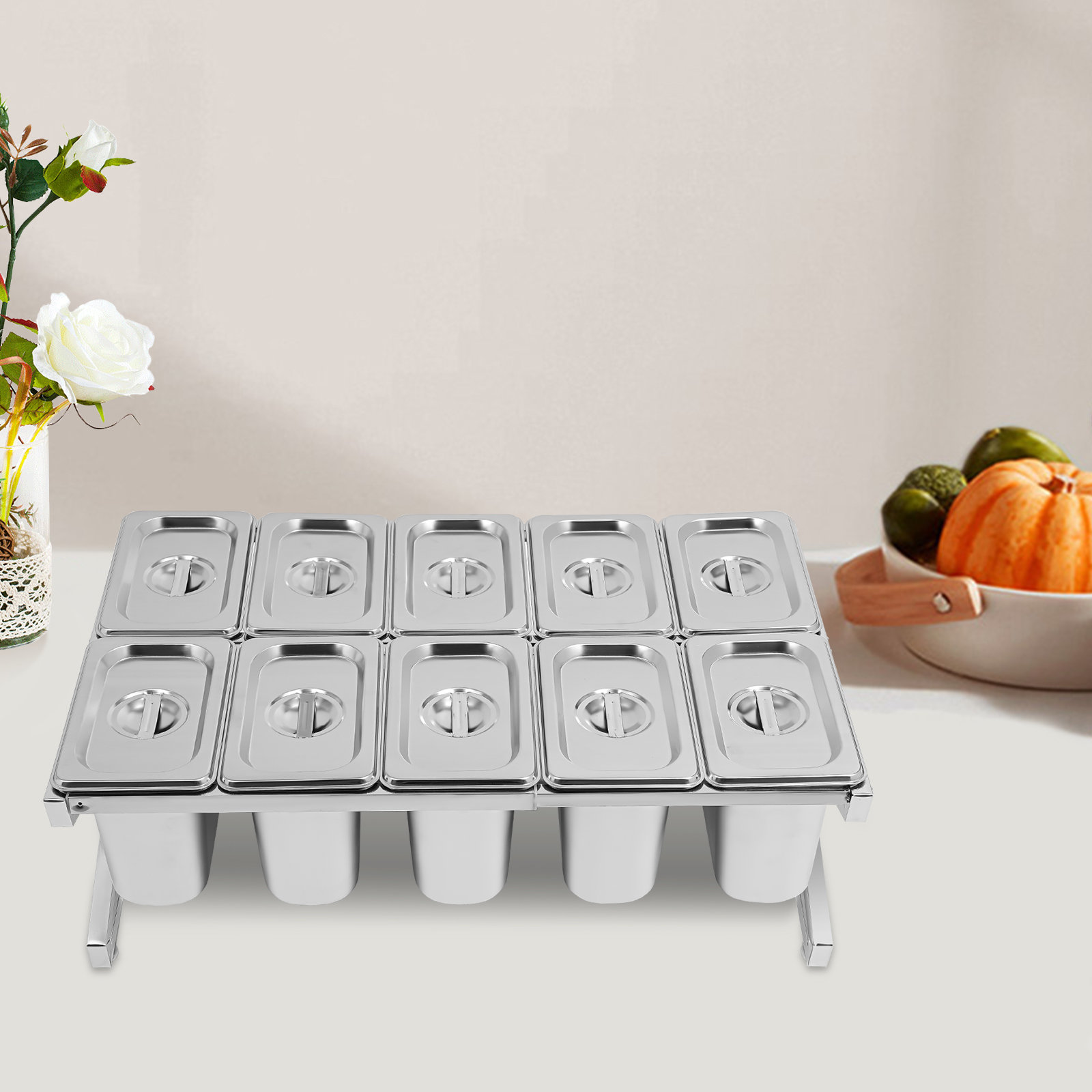 Prep & Savour 201 Stainless Steel Countertop Spice Rack Inclined ...