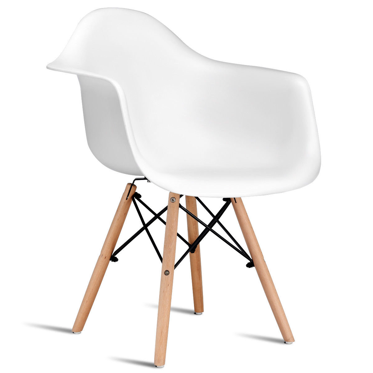 Wrought Studio™ Chyna Mid Century Modern Arm Chair in White | Wayfair