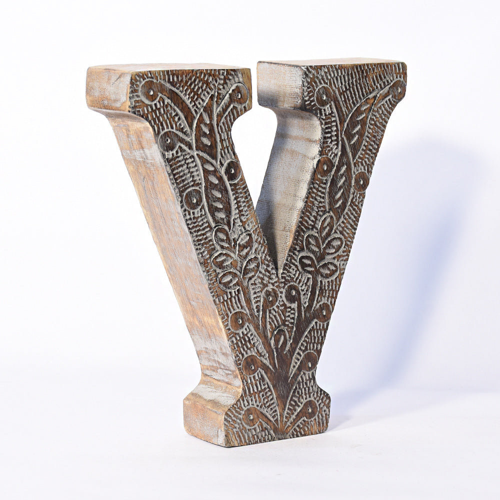 Bungalow Rose Aladina Handmade Eco-Friendly "V" Alphabet Letter Block ...