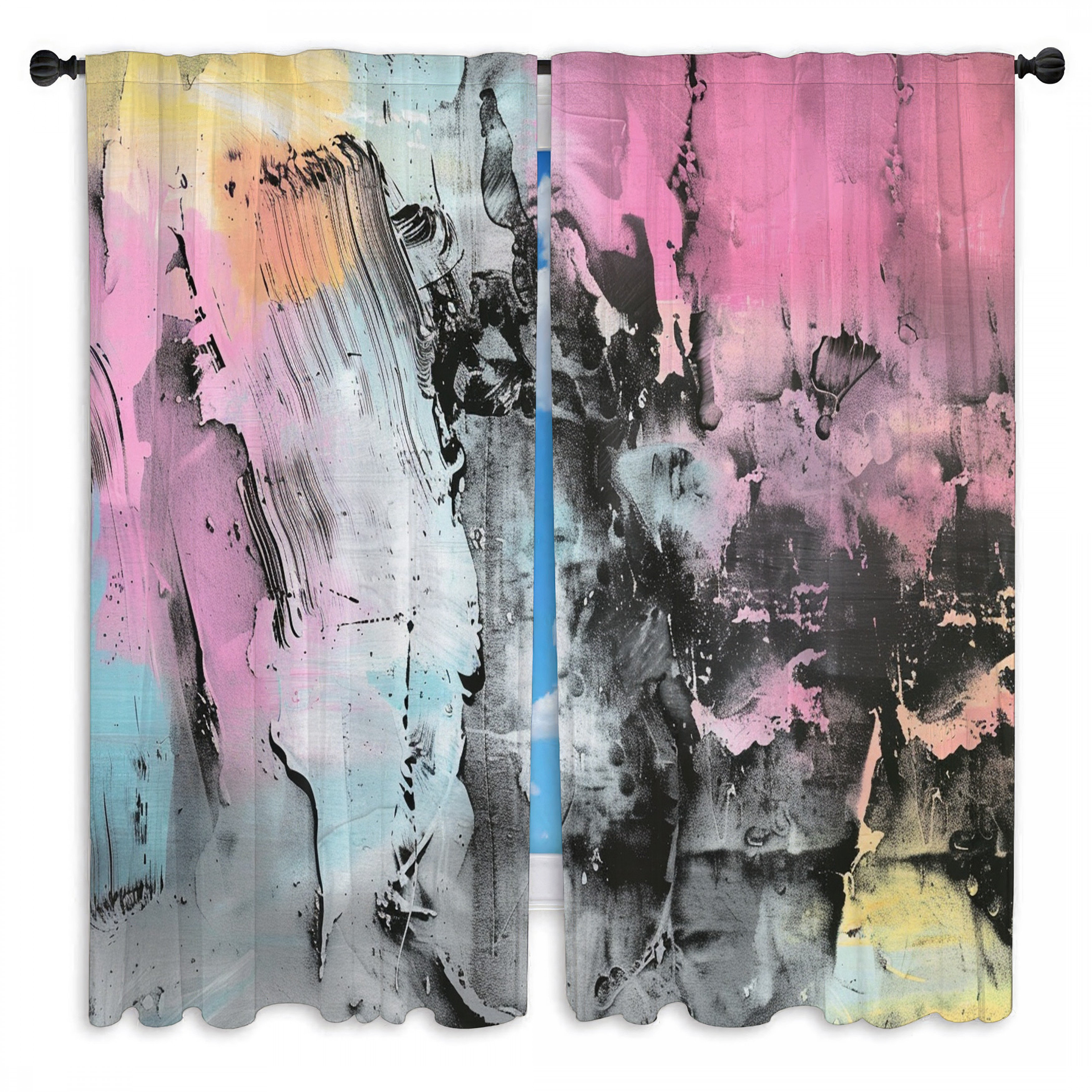 Dakota Fields Pastel Abstract Window Curtains Abstract Minimalist ...