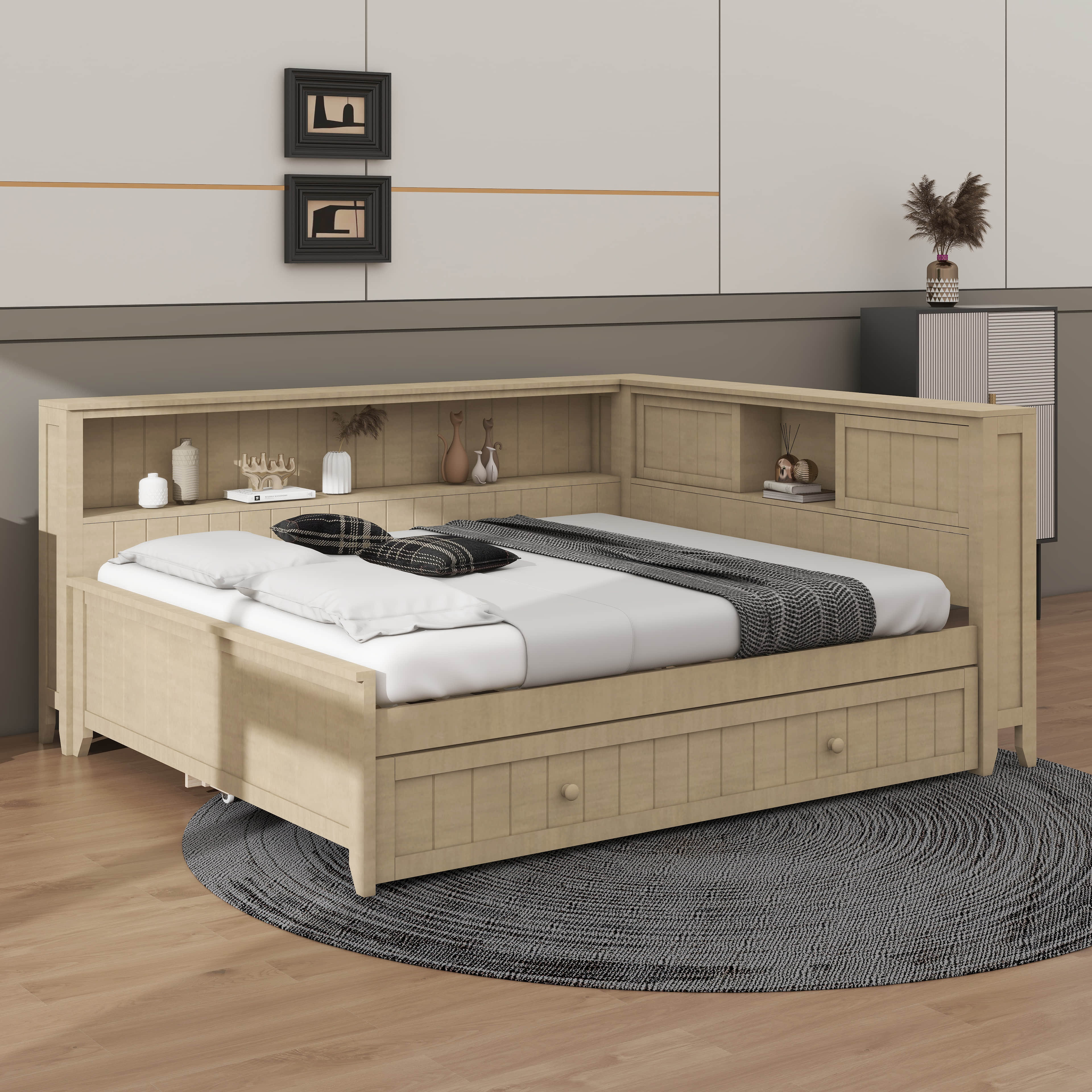 Lark Manor™ Full-Size Timber Daybed Featuring Handy Storage Shelves And ...