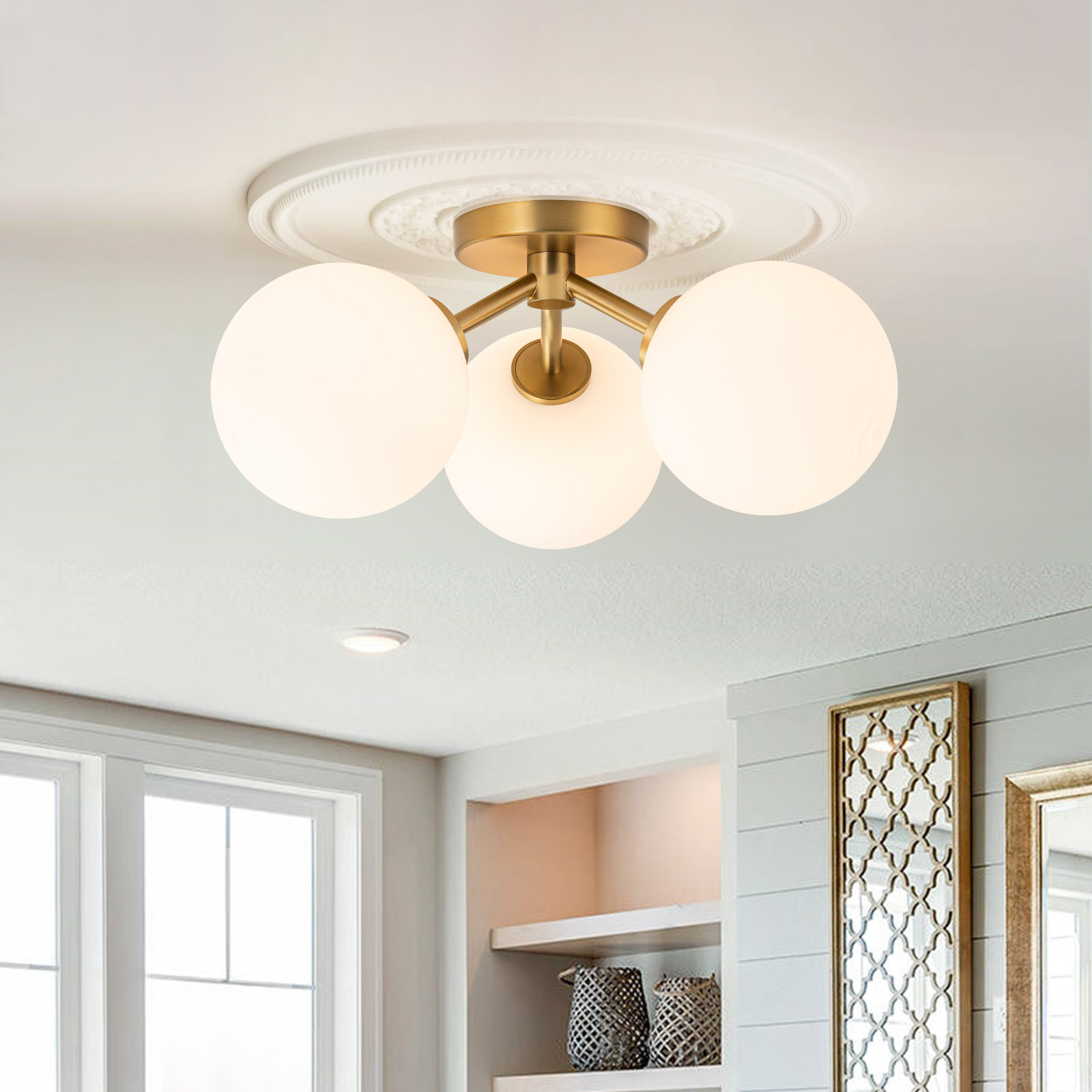Mercer41 Pritee Glass Semi Flush Mount & Reviews | Wayfair