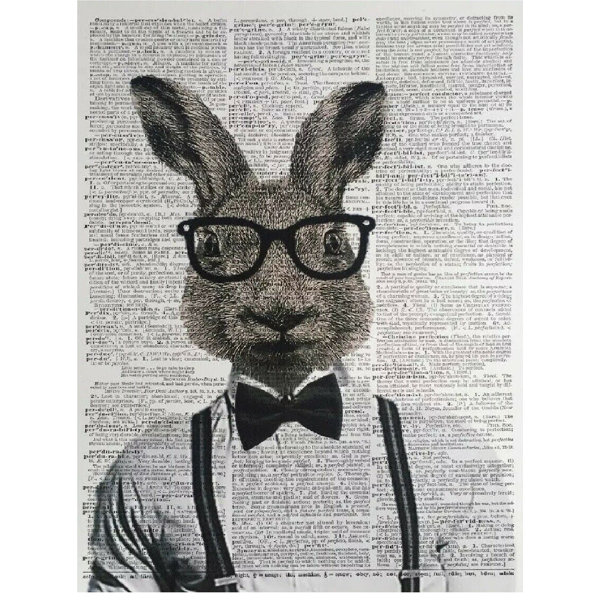 Happy Larry A3 Hare Vintage Dictionary Print - Humanised Animal Wall ...