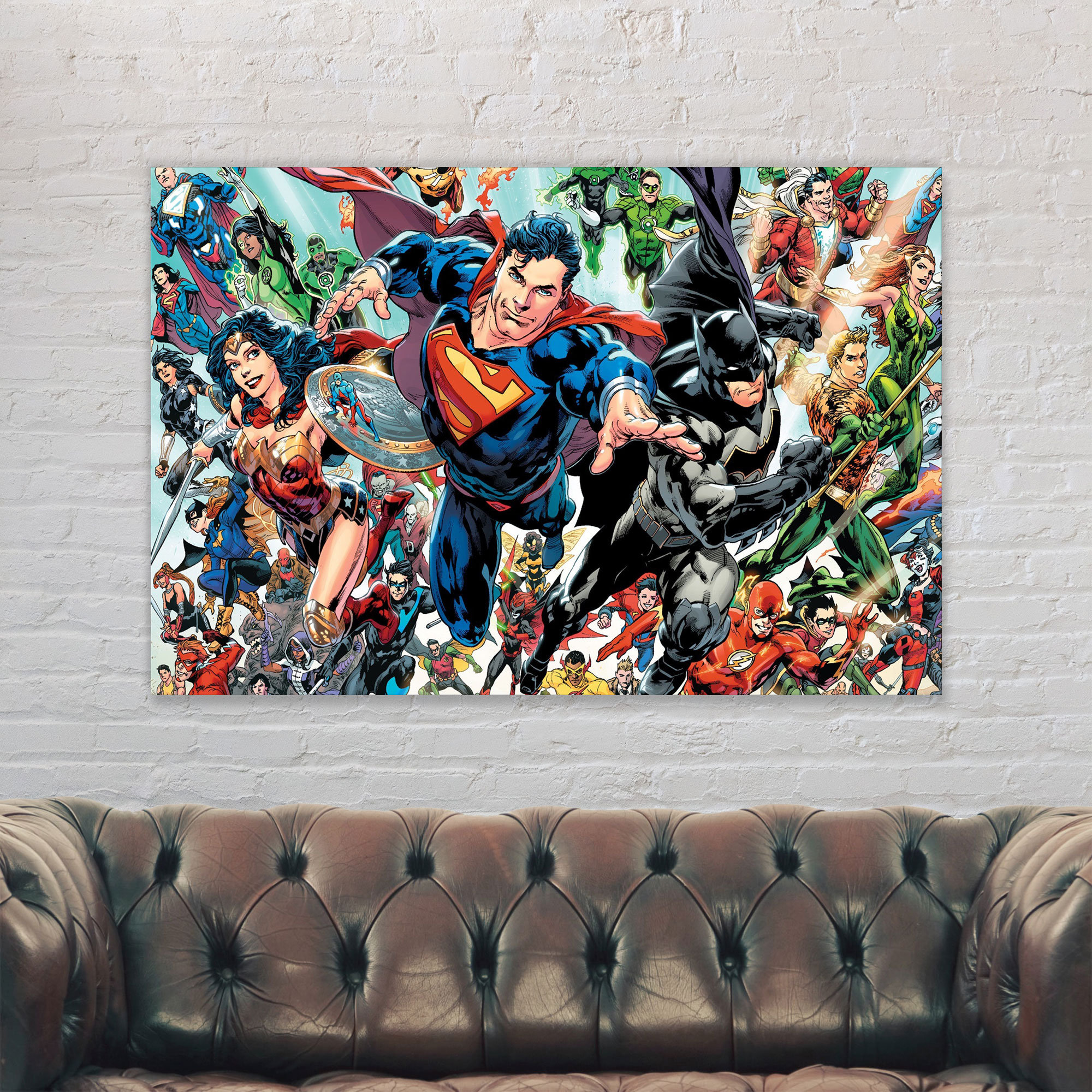 World Art Prints DC Comics Superheroes Action Shot - Wrapped Canvas ...
