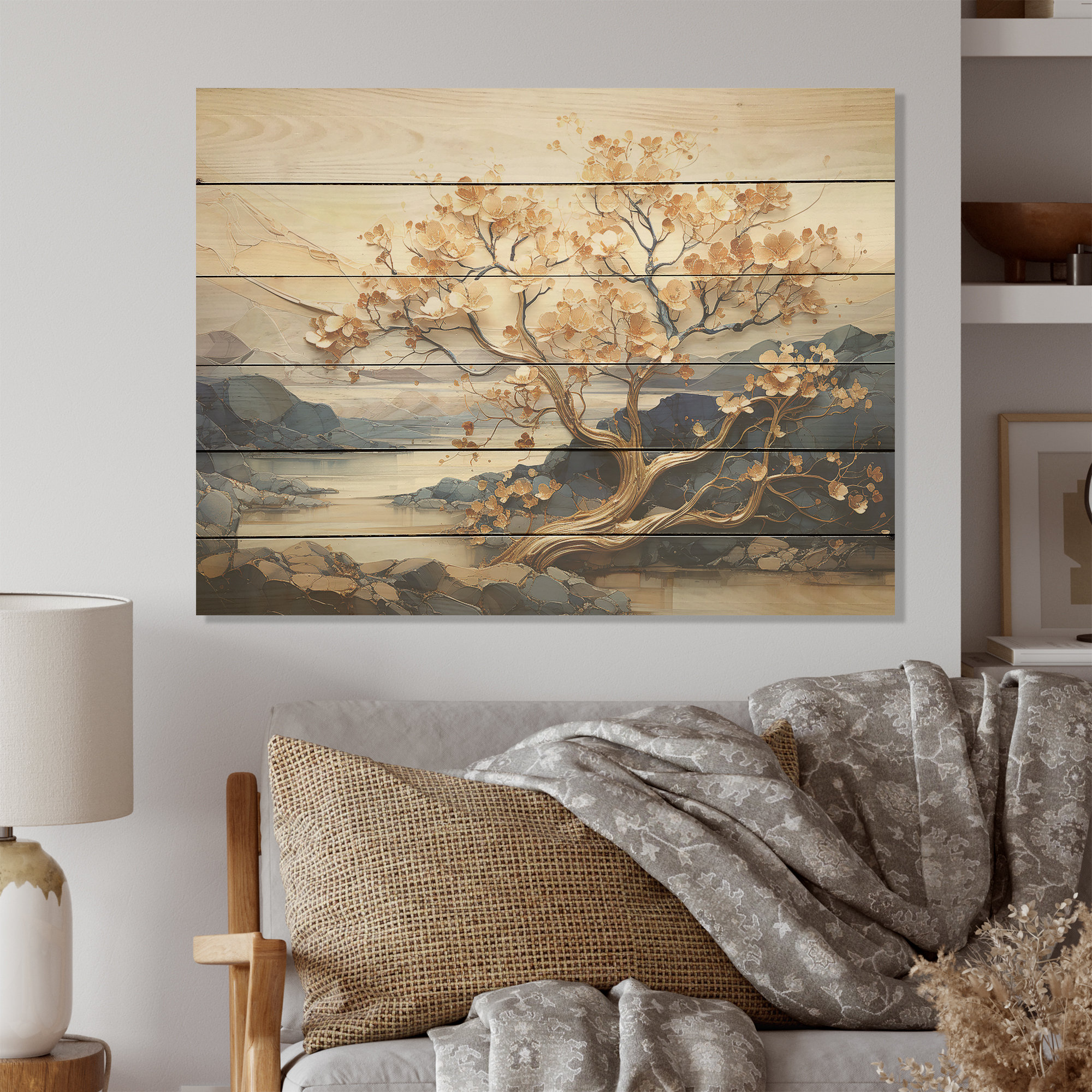 Lark Manor™ Gilded Beauty Maple Tree I - Tree Maple Wood Art On Natural Pine Wood | Wayfair