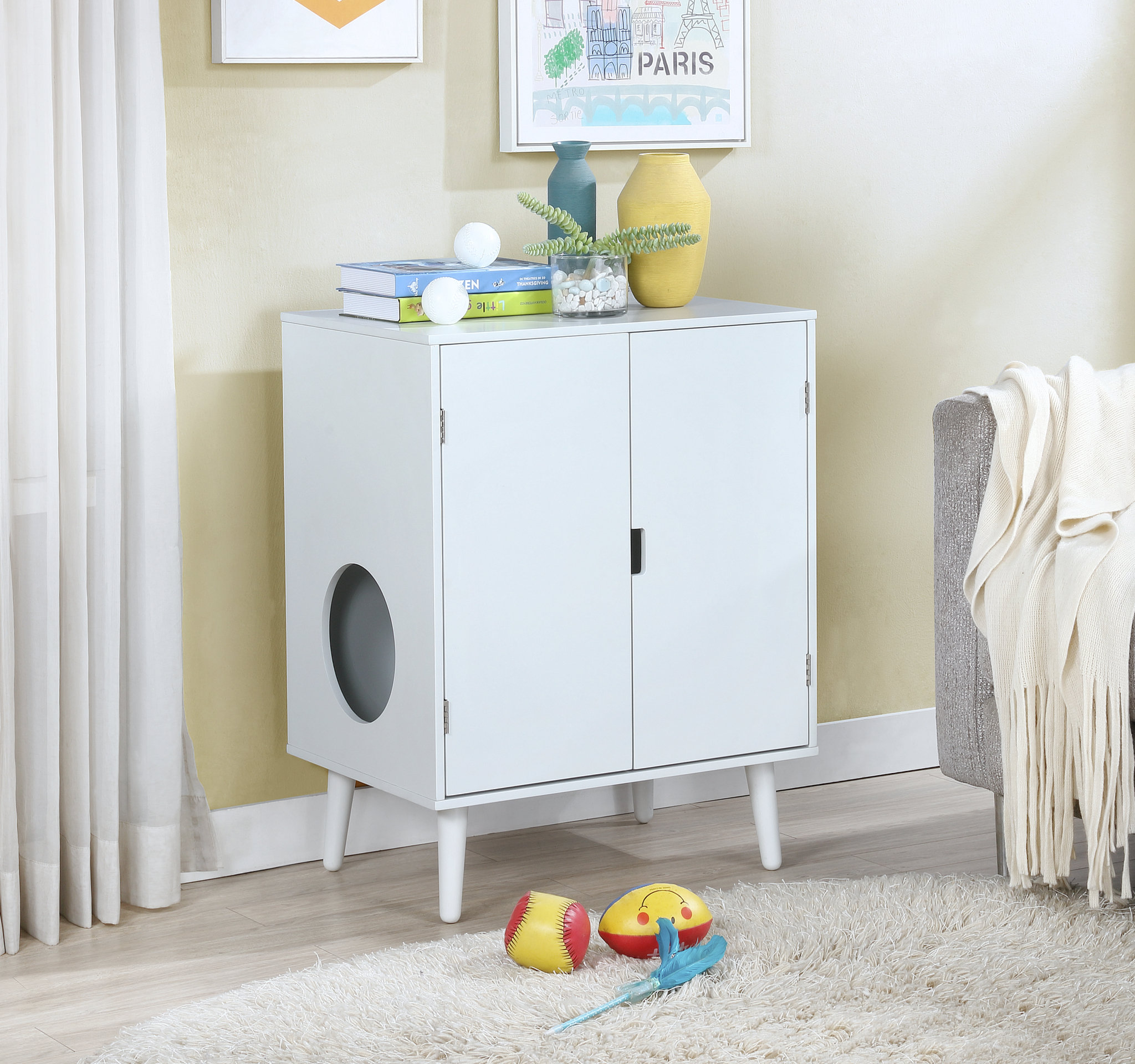 Penn Plax Contemporary Home Cat Litter Hide-Away Cabinet Litter Box ...