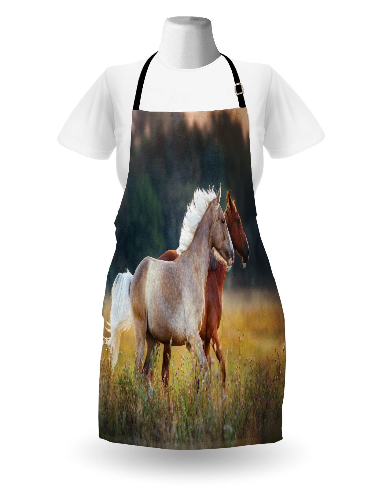 East Urban Home Farm Animal Apron Unisex Horses Run Adult Size ...