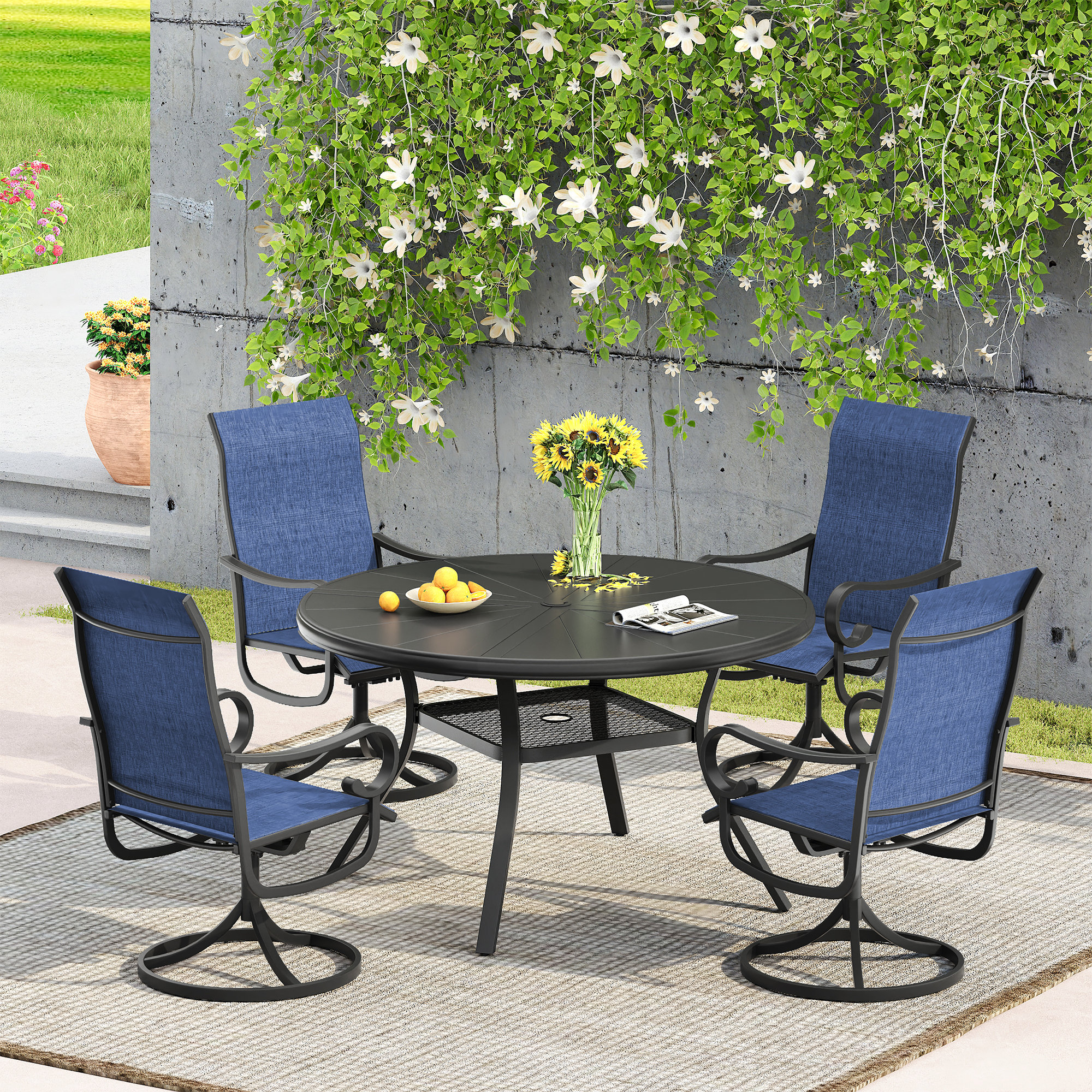 Red Barrel Studio Aluminum Patio Dining Set with Aluminum Round Dining ...