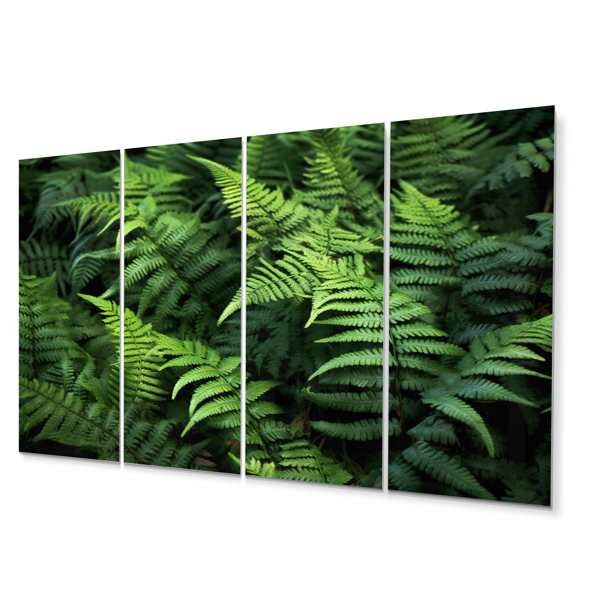 Design Art Green Fern Scenery I - Floral Metal Wall Art Prints Set ...