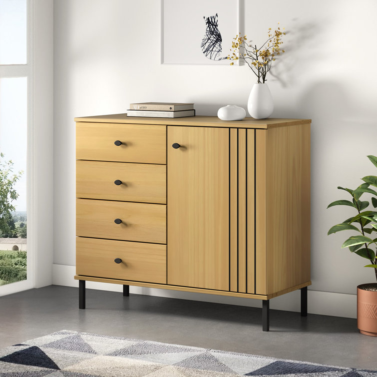 Latitude Run Mogensen 90cm Wide 4 Drawer Pine Solid Wood Sideboard ...