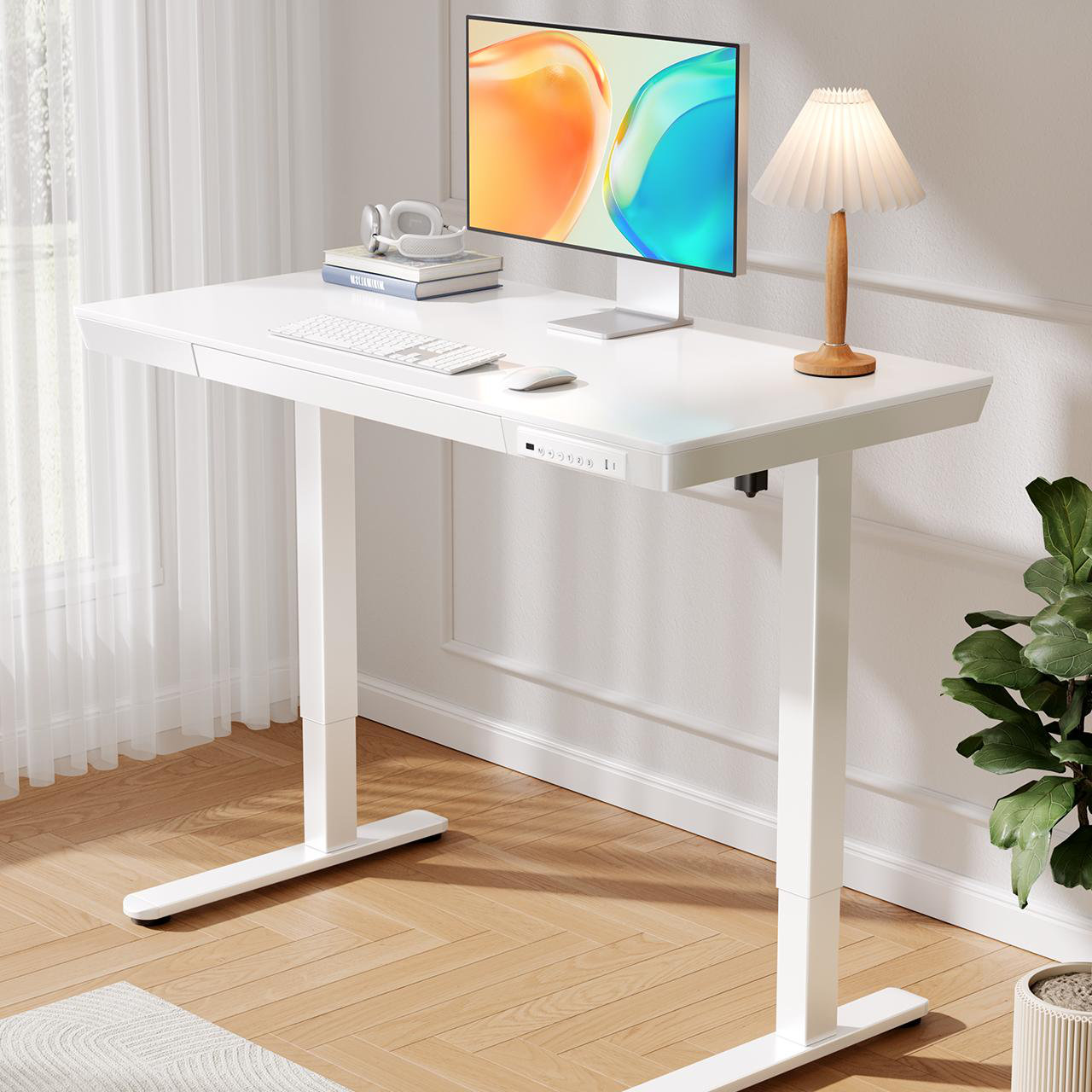 Inbox Zero Modern Standing Desk With Drawers ,Height Adjustable Office ...