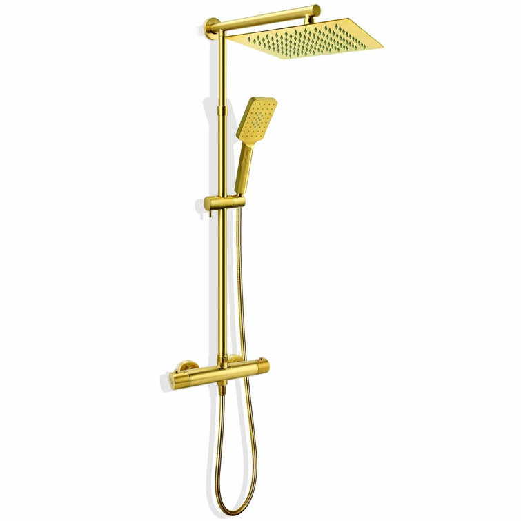 Canora Grey Azaleyah Exposed Thermostatic Mixer Twin Square Slide Bar ...