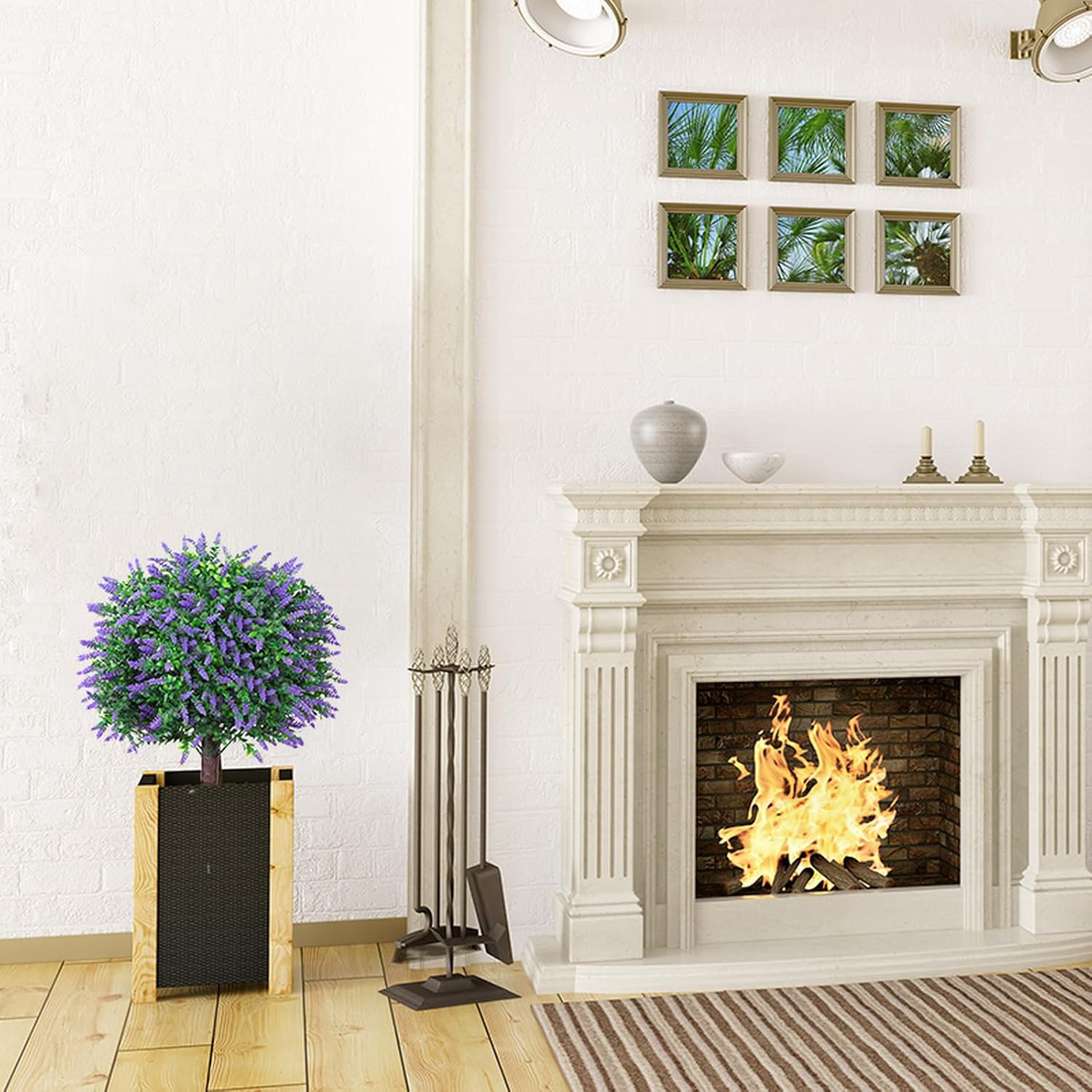 Primrue 2 Pack 17.3 Artificial Lavender Topiary Trees With LED Lights ...