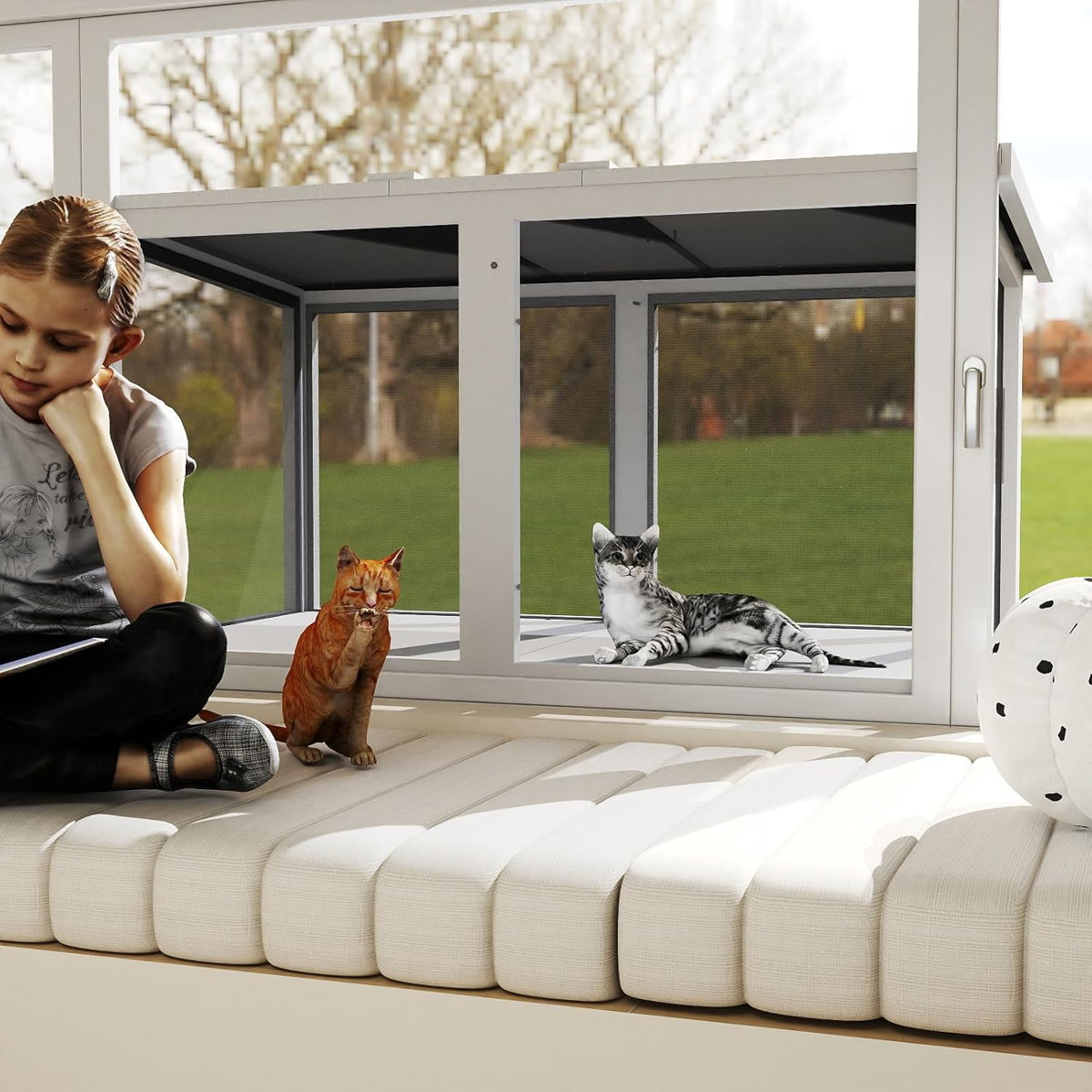 Tucker Murphy Pet™ 46.85" L Cat Window Box,Wooden Cat Window Enclosure ...