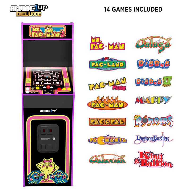 Arcade 1Up Ms. Pac-man Deluxe Black Arcade Machine 14 Games In 1 ...