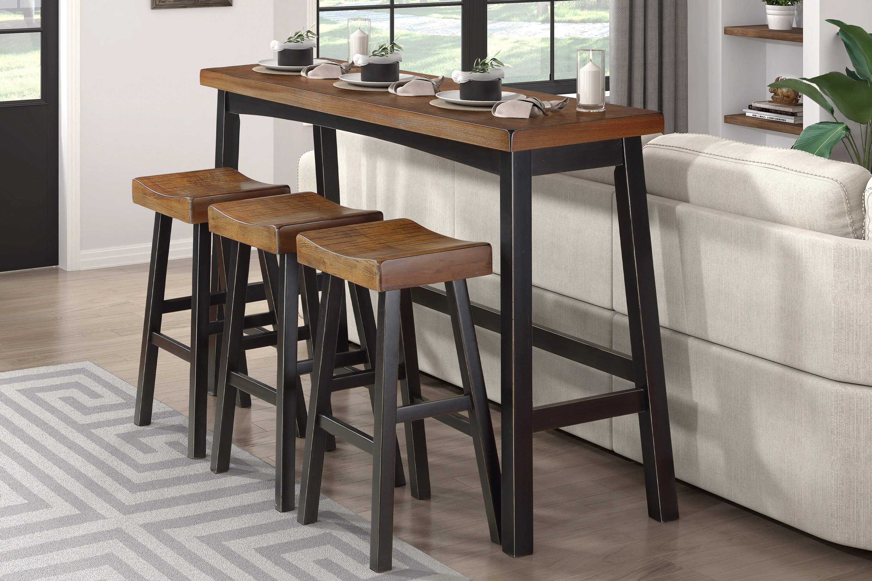 Lark Manor™ Transitional 4-Piece Pub Height Set, Table And Bar Stools ...