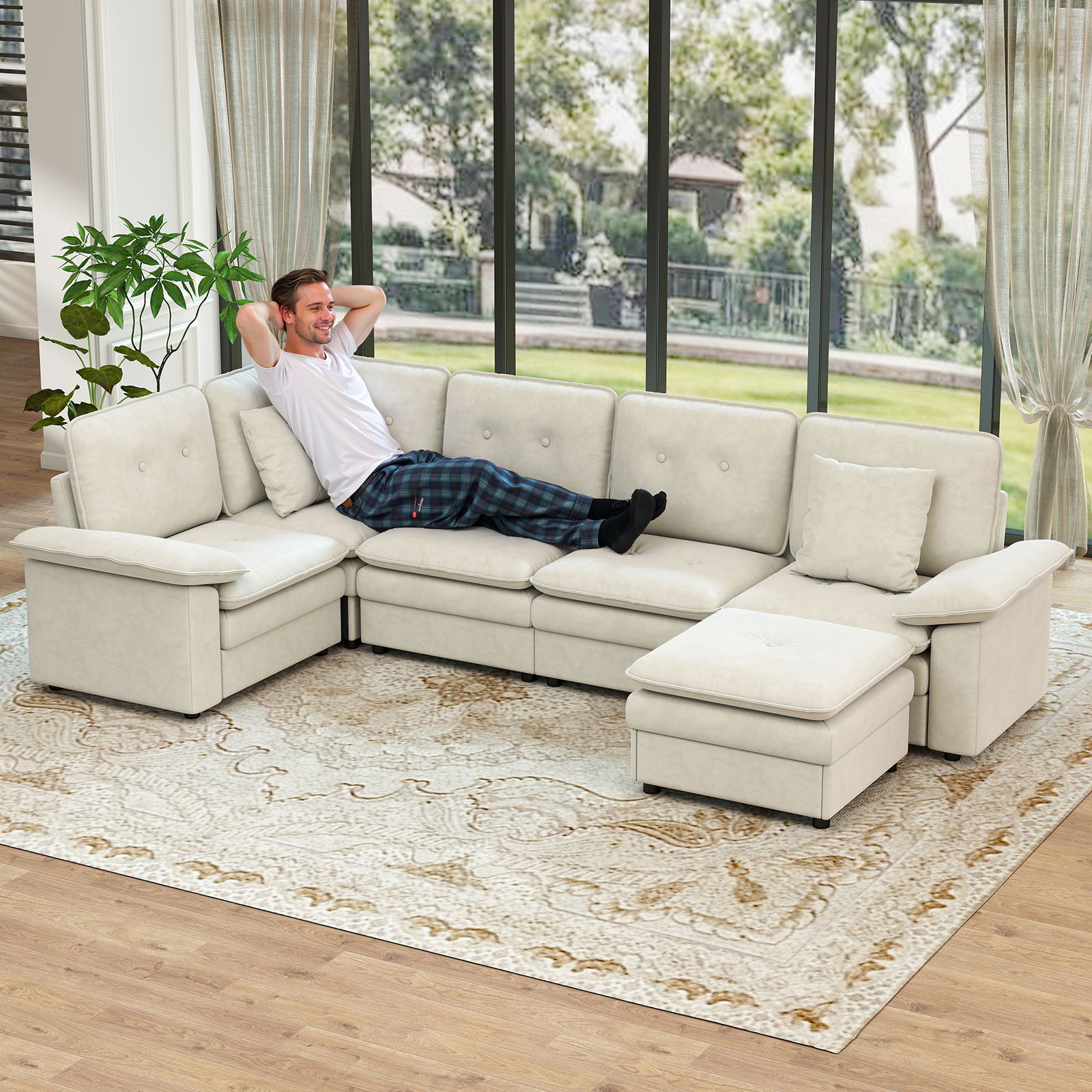 Latitude Run® Modular Sectional Sofa Set, Convertible Sleeper With 2 ...