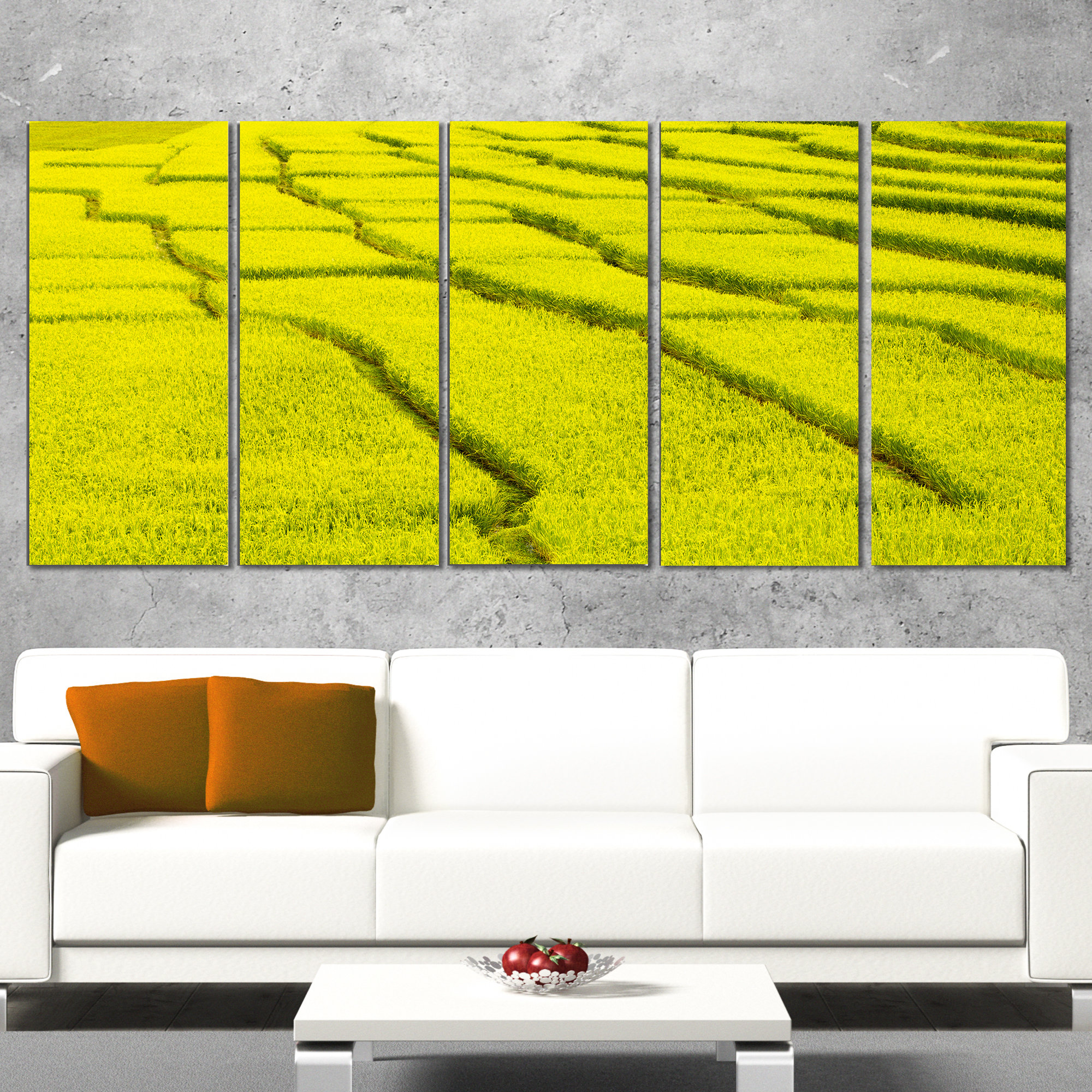 Design Art Rice Field View 5 Piece Wall Art on Wrapped Canvas Set | Wayfair