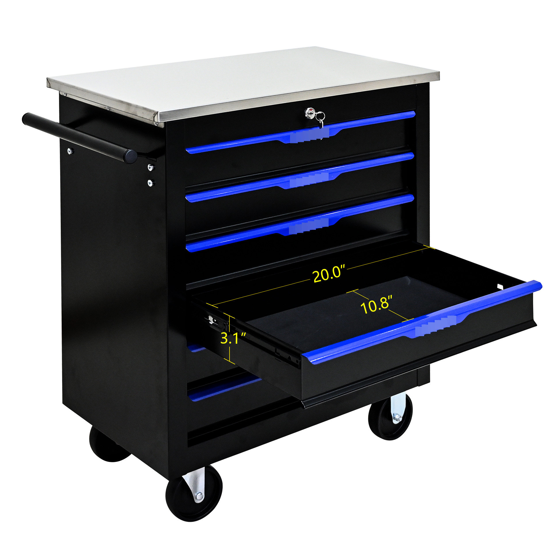 WFX Utility™ 6 Tool Trolley With Wheels - Black And Blue, Robust Steel ...