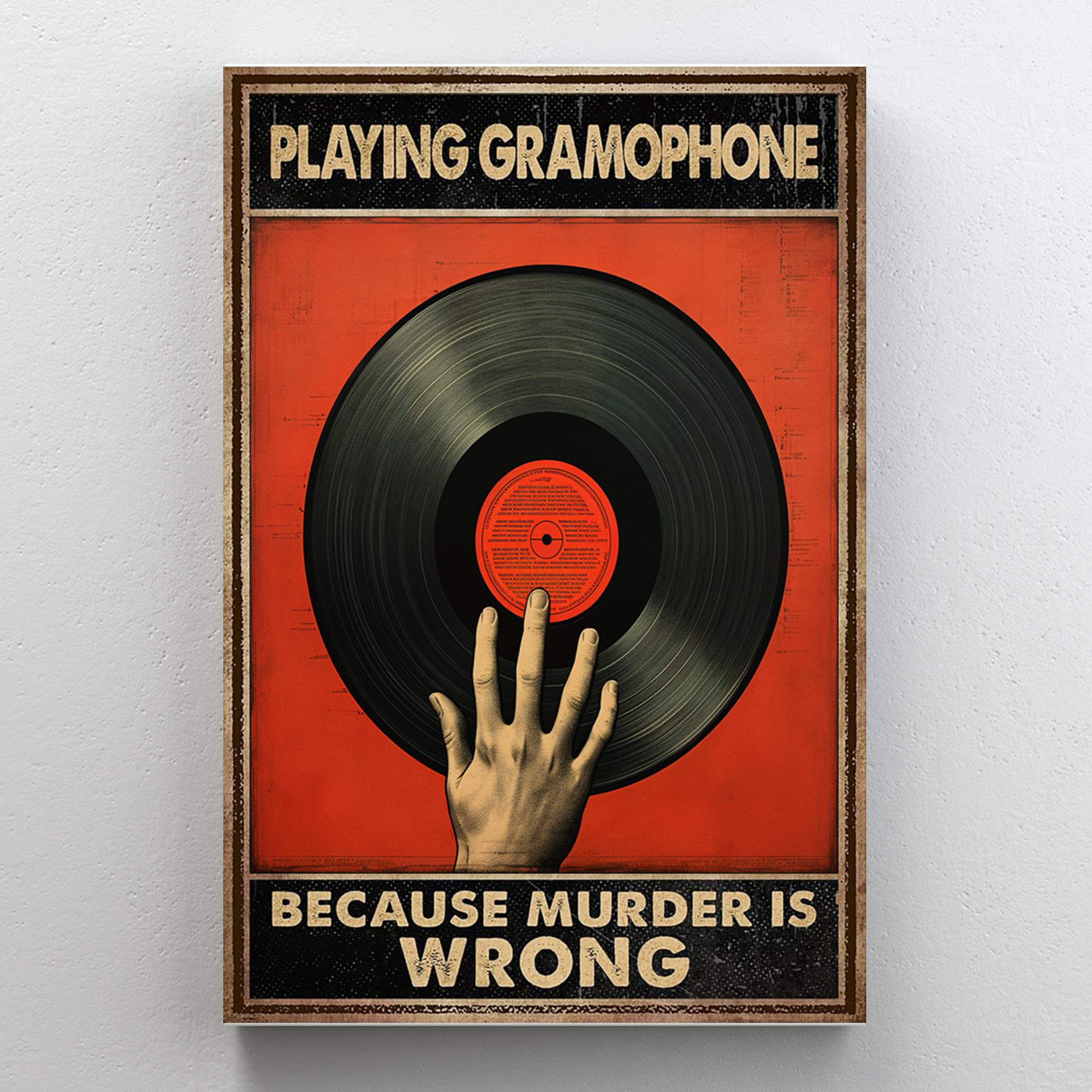 Trinx Playing Gramophone - 1 Piece Rectangle Graphic Art Playing ...